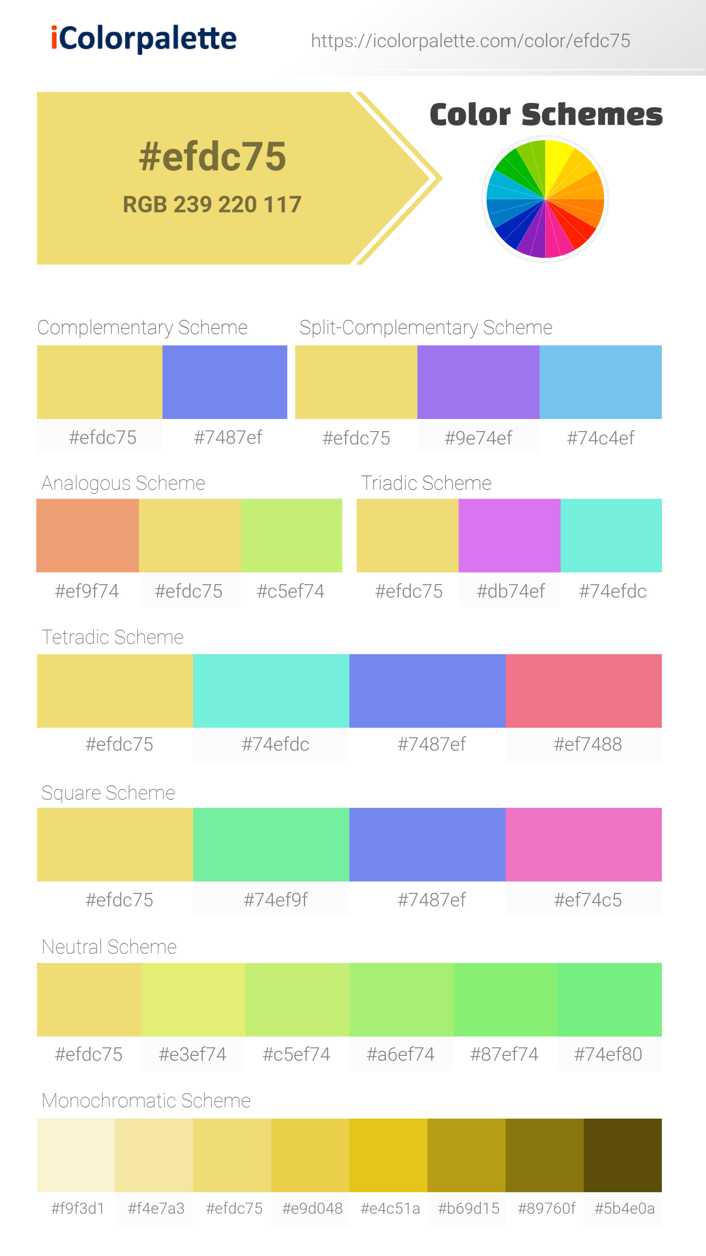 Hex Color #efdc75 | Printing Match PANTONE 12-0738 TCX | Color ...