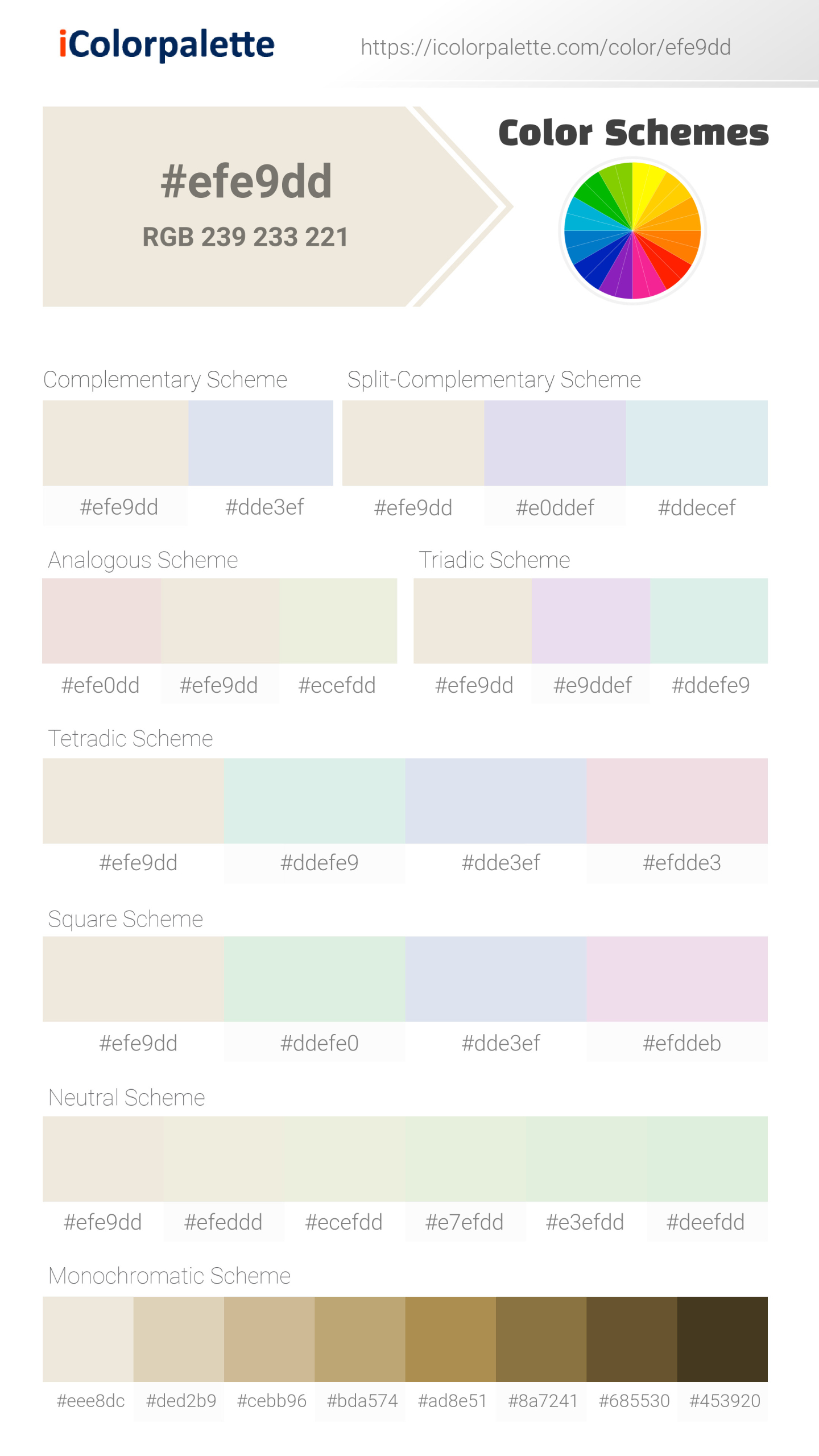 Ivory Mist (similar) Color | efe9dd information | Color conversion CMYK ...