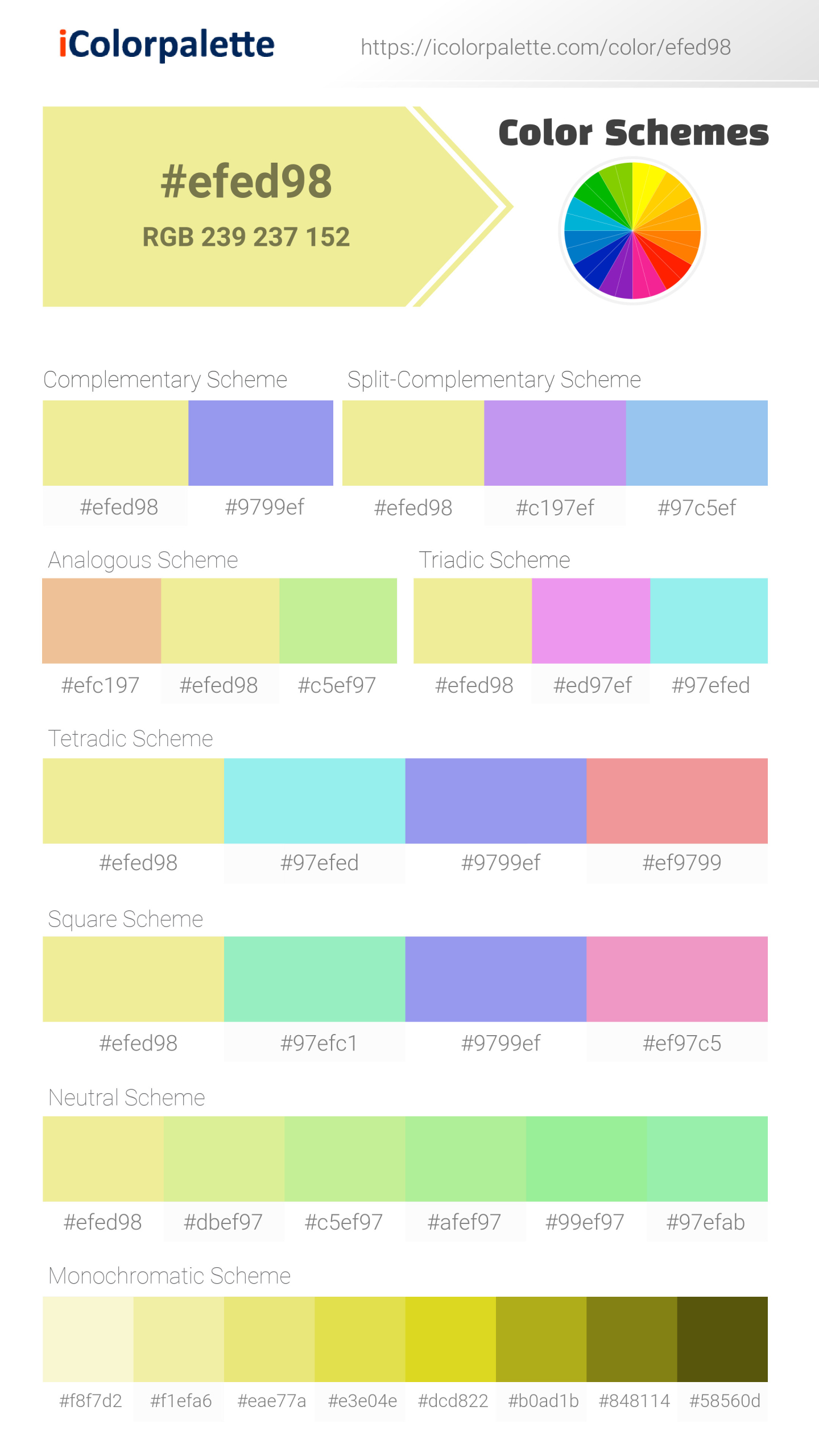Hex Color #efed98 | Pantone PANTONE 11-0620 TPX | Hsl | Rgb