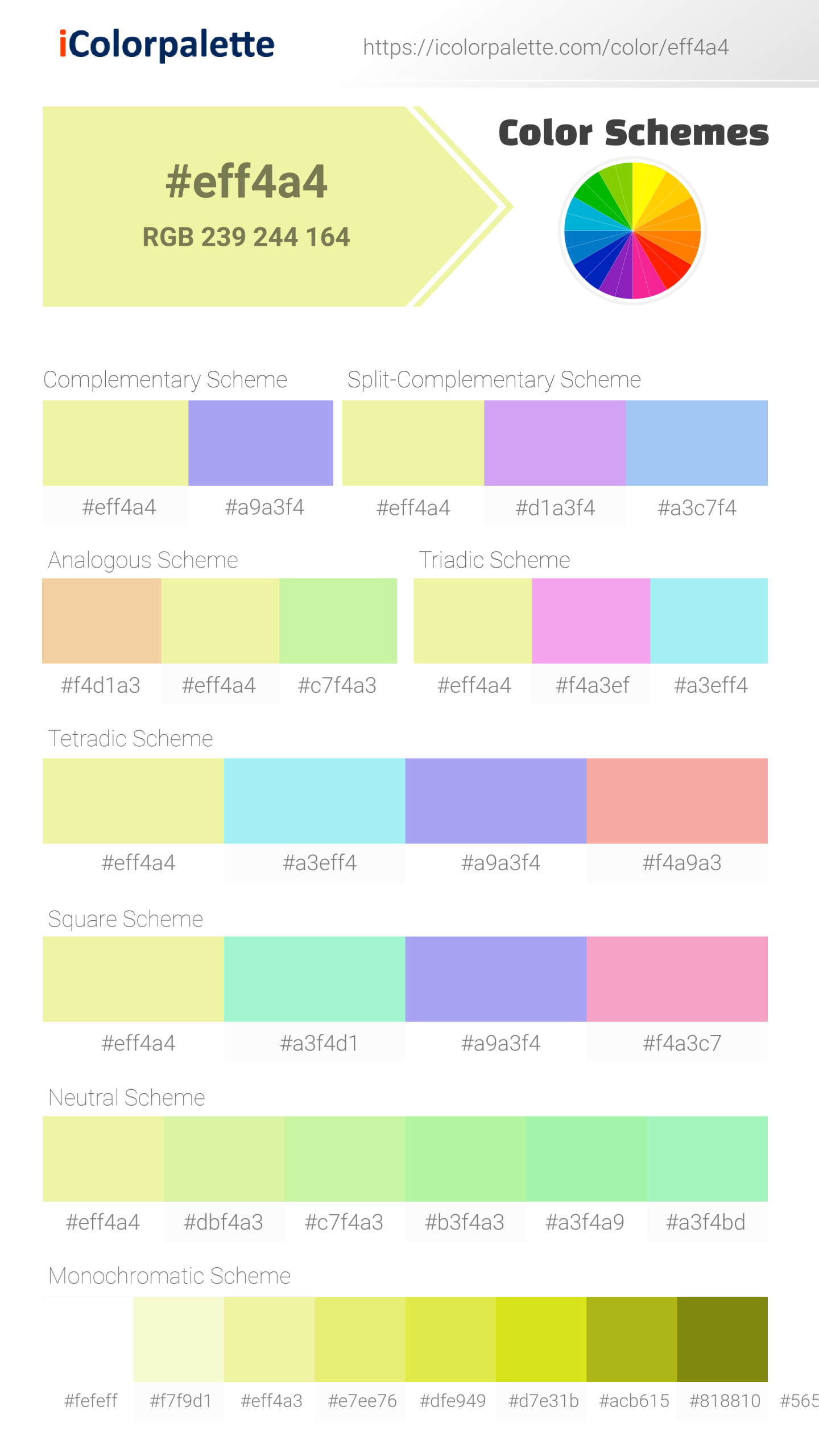 Hex Color #eff4a4 information | Hsl | Rgb | Pantone