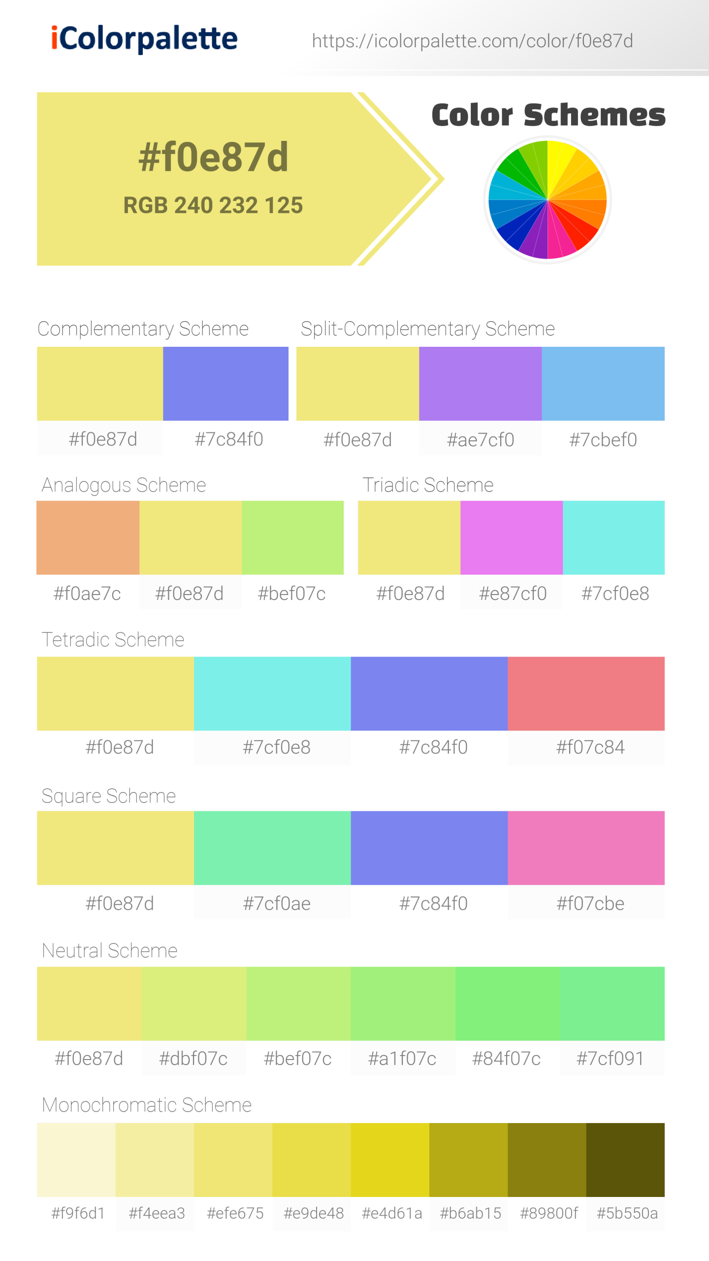 Hex Color #f0e87d | Printing Match PANTONE 12-0740 TCX | Color ...