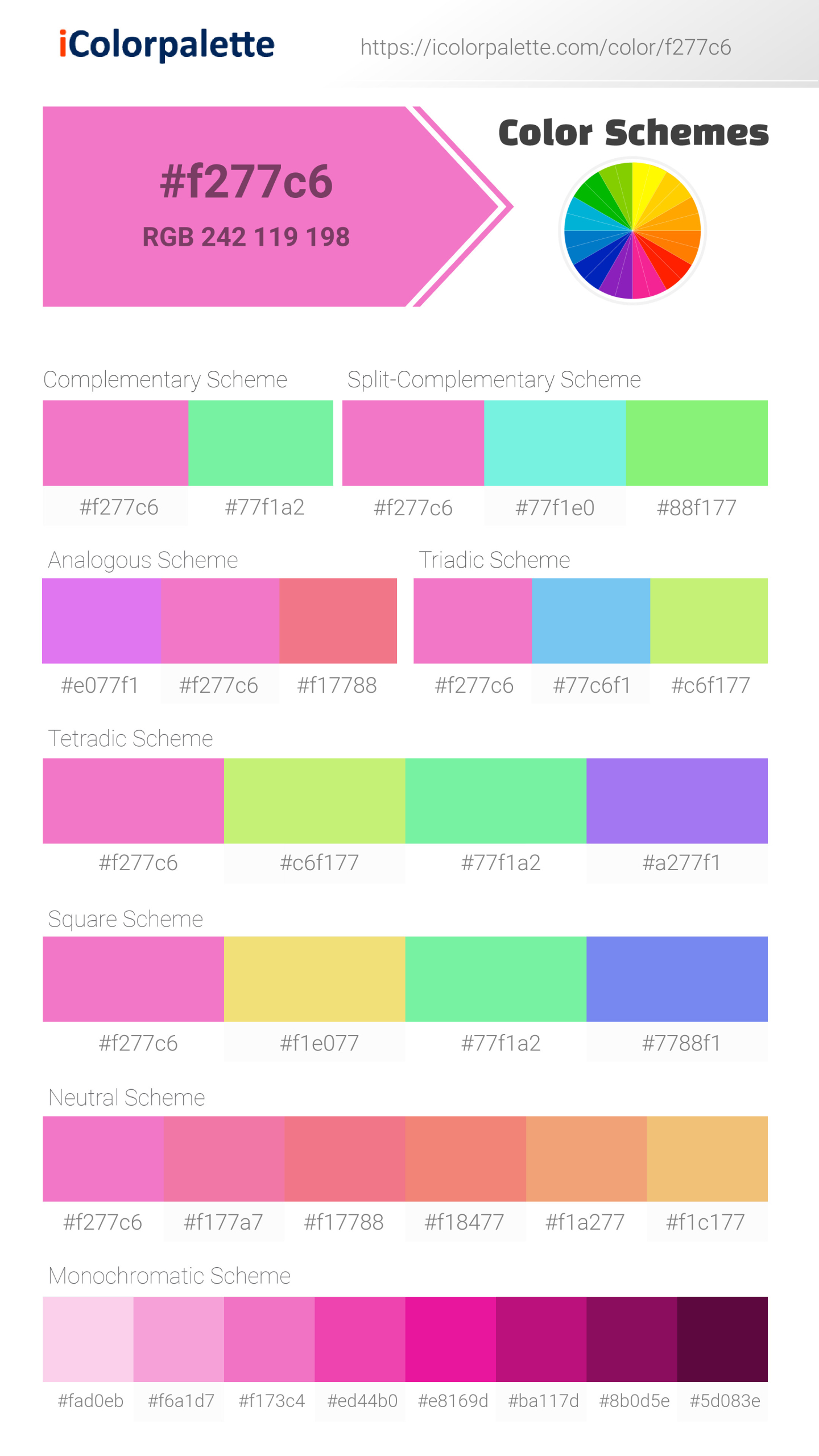 Pantone 231 C Color | Hex color Code #F277C6 information | Hsl | Rgb ...