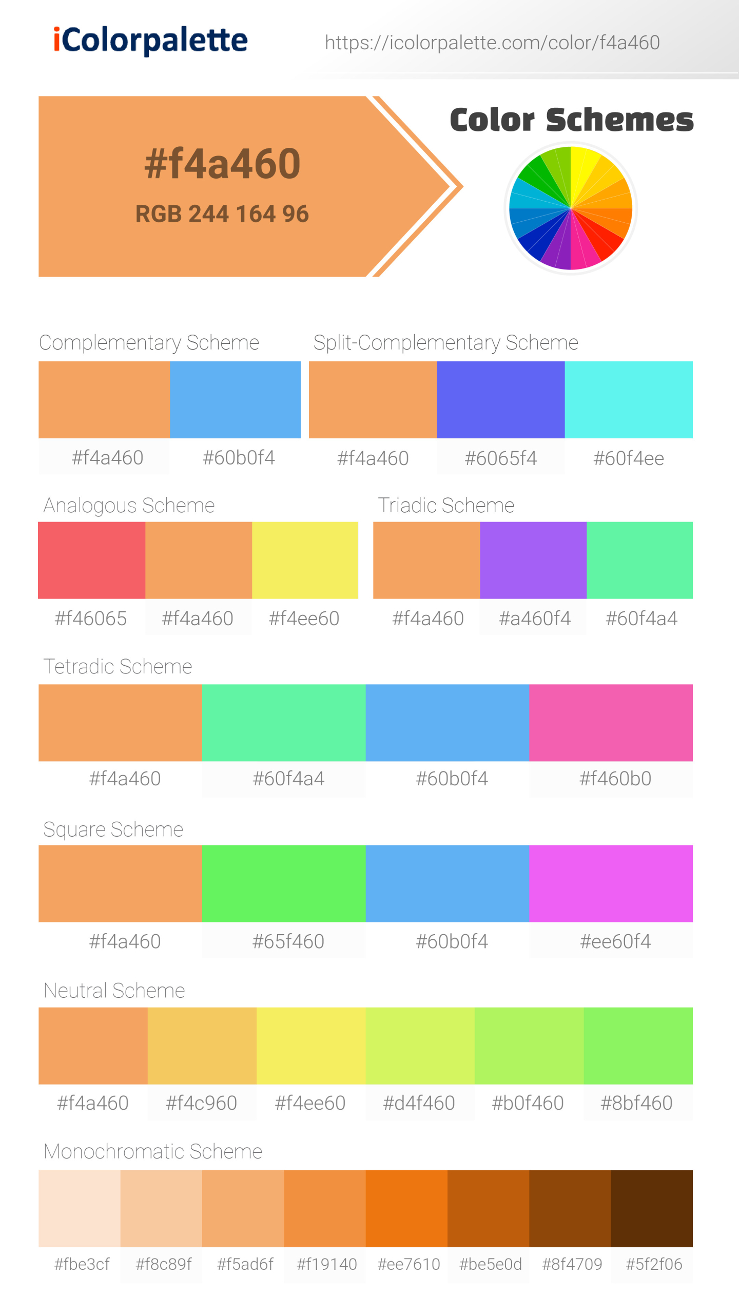 Sandy Brown Color | f4a460 | Color conversion CMYK | Hsl | Rgb ...