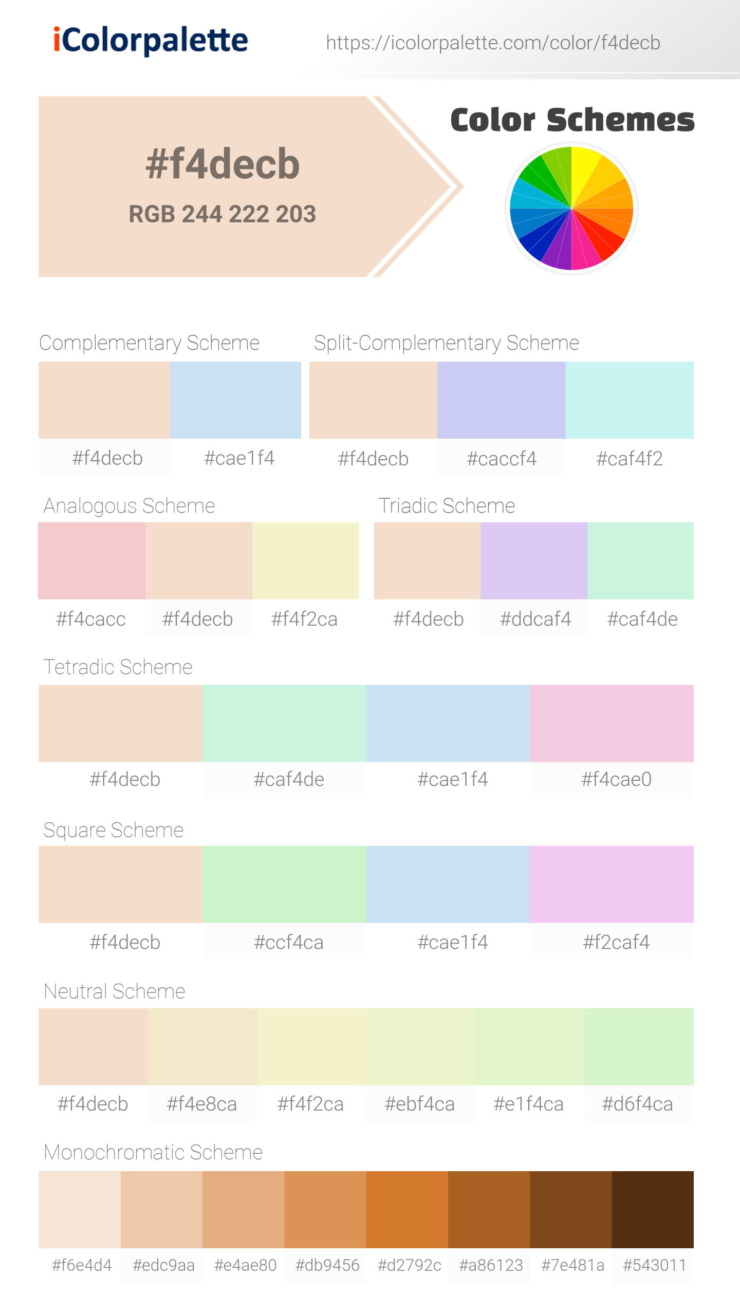 Pecan Sandie Color | f4decb | Color conversion CMYK | Hsl | Rgb ...