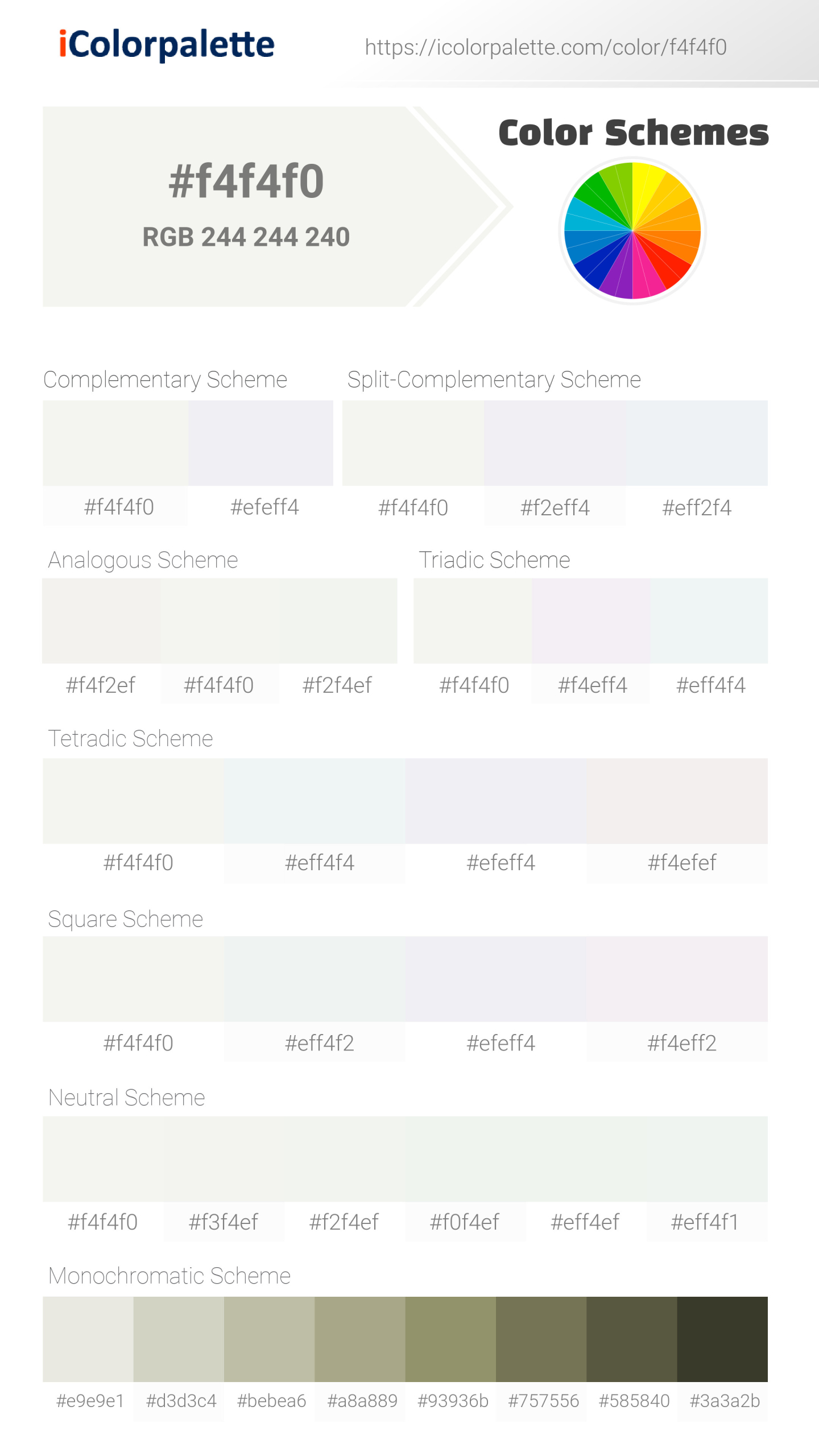Classic Chalk Color | f4f4f0 | Color conversion CMYK | Hsl | Rgb ...