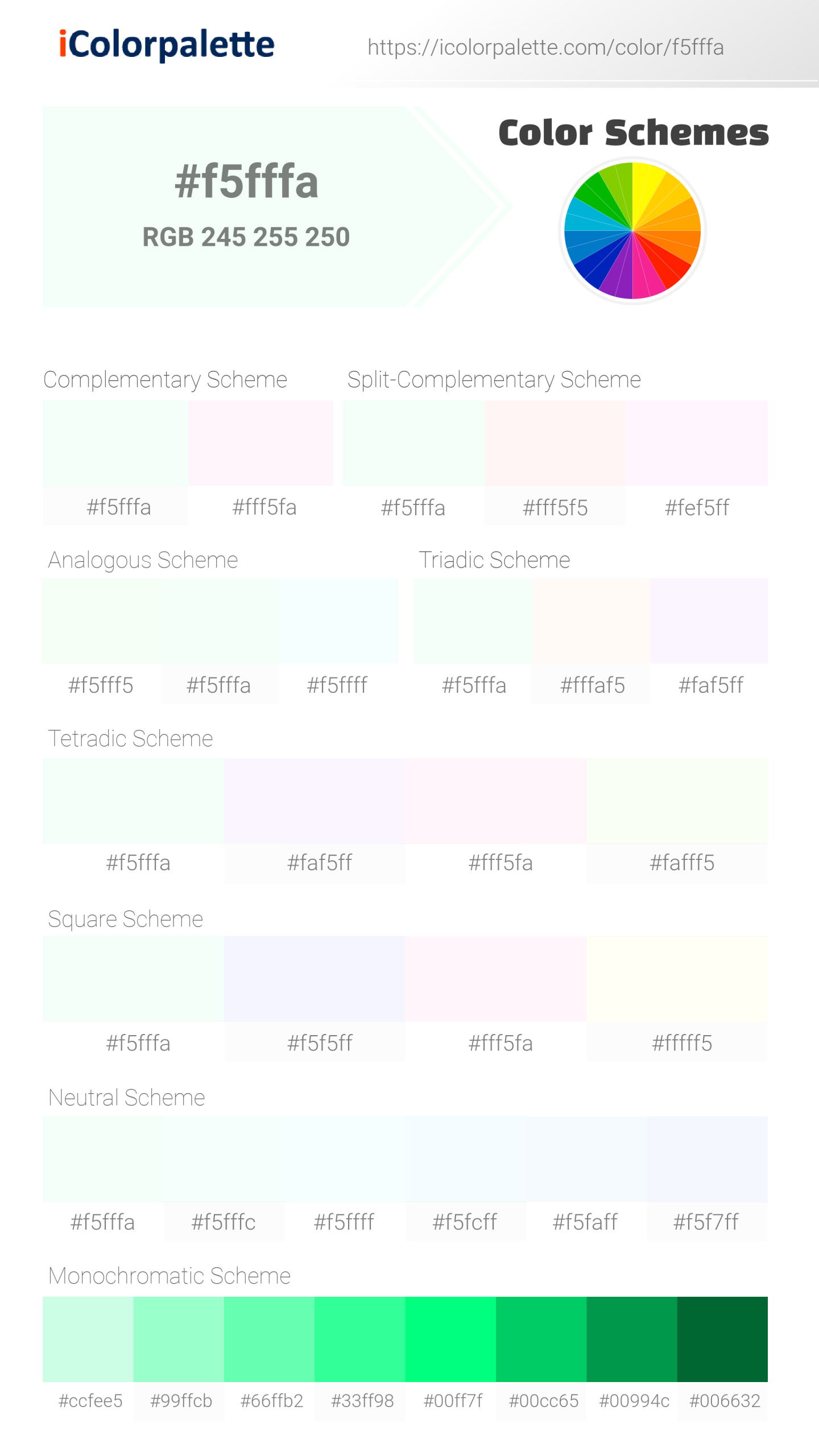 Mint Cream Color | f5fffa information | Hsl | Rgb | Pantone