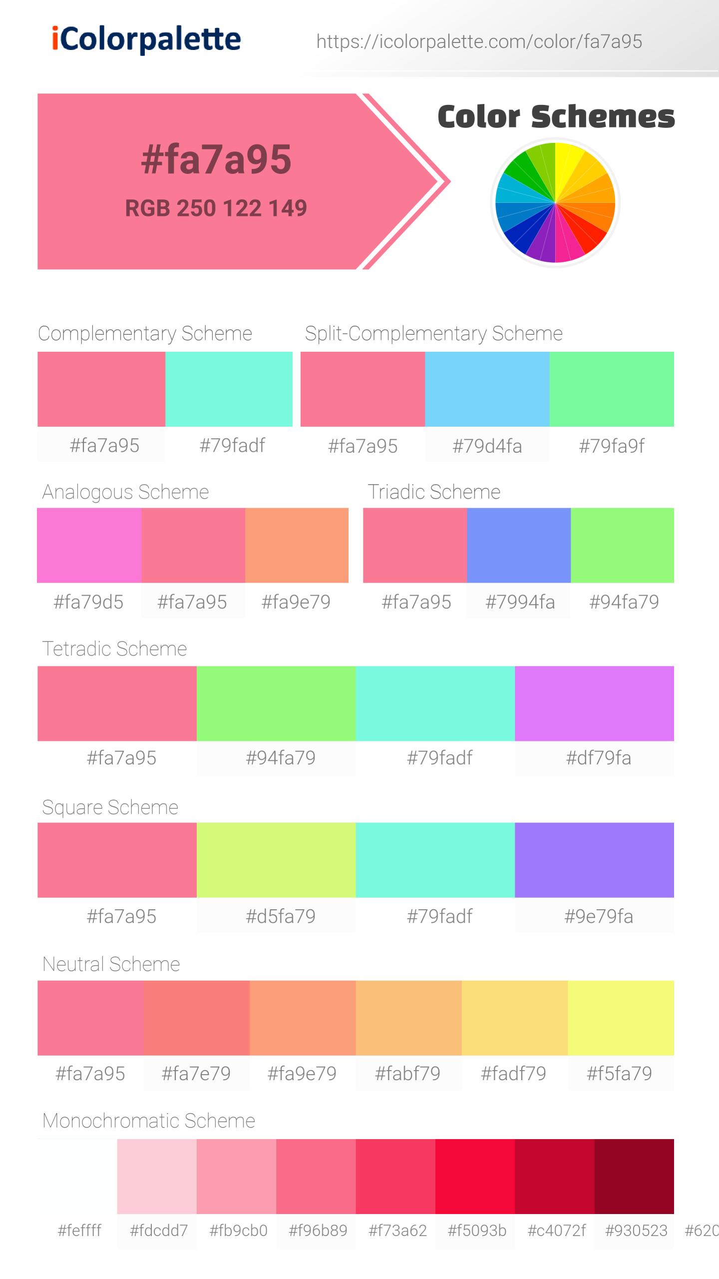Hex Color #fa7a95 | Printing Match PANTONE 16-1735 TPG | Color ...