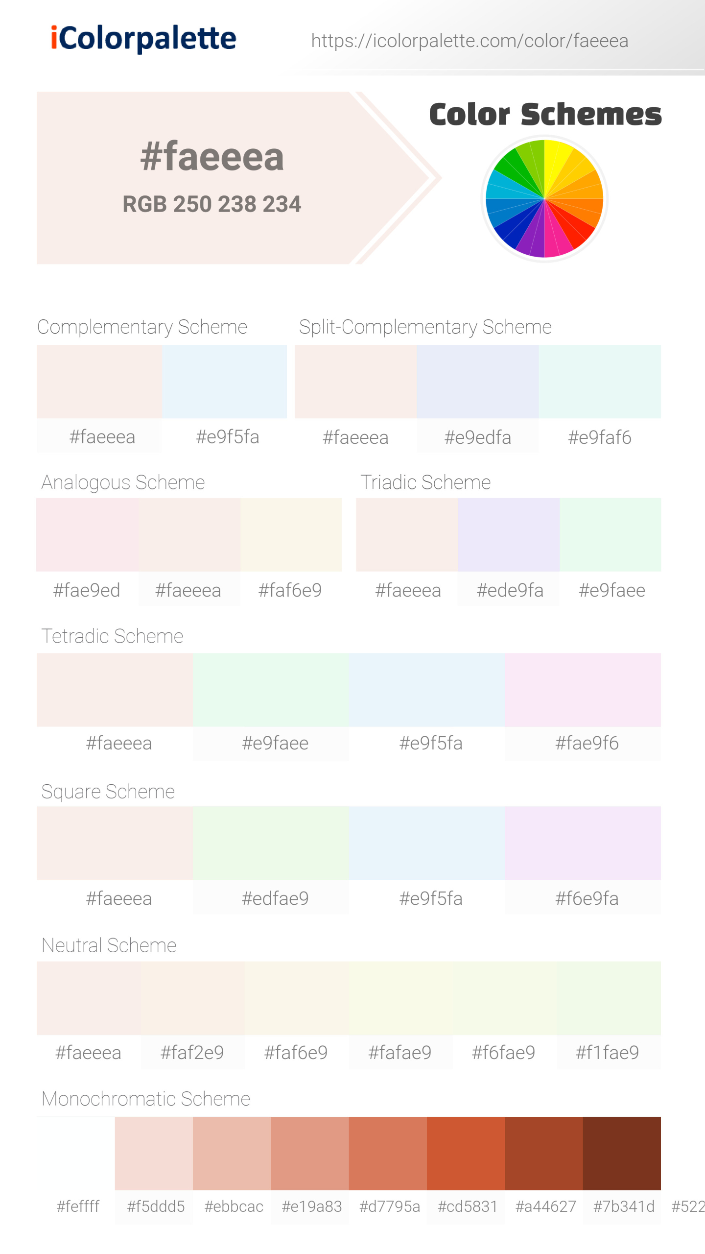 Hex Color #faeeea | Printing Match PANTONE 9285 U | Color conversion ...