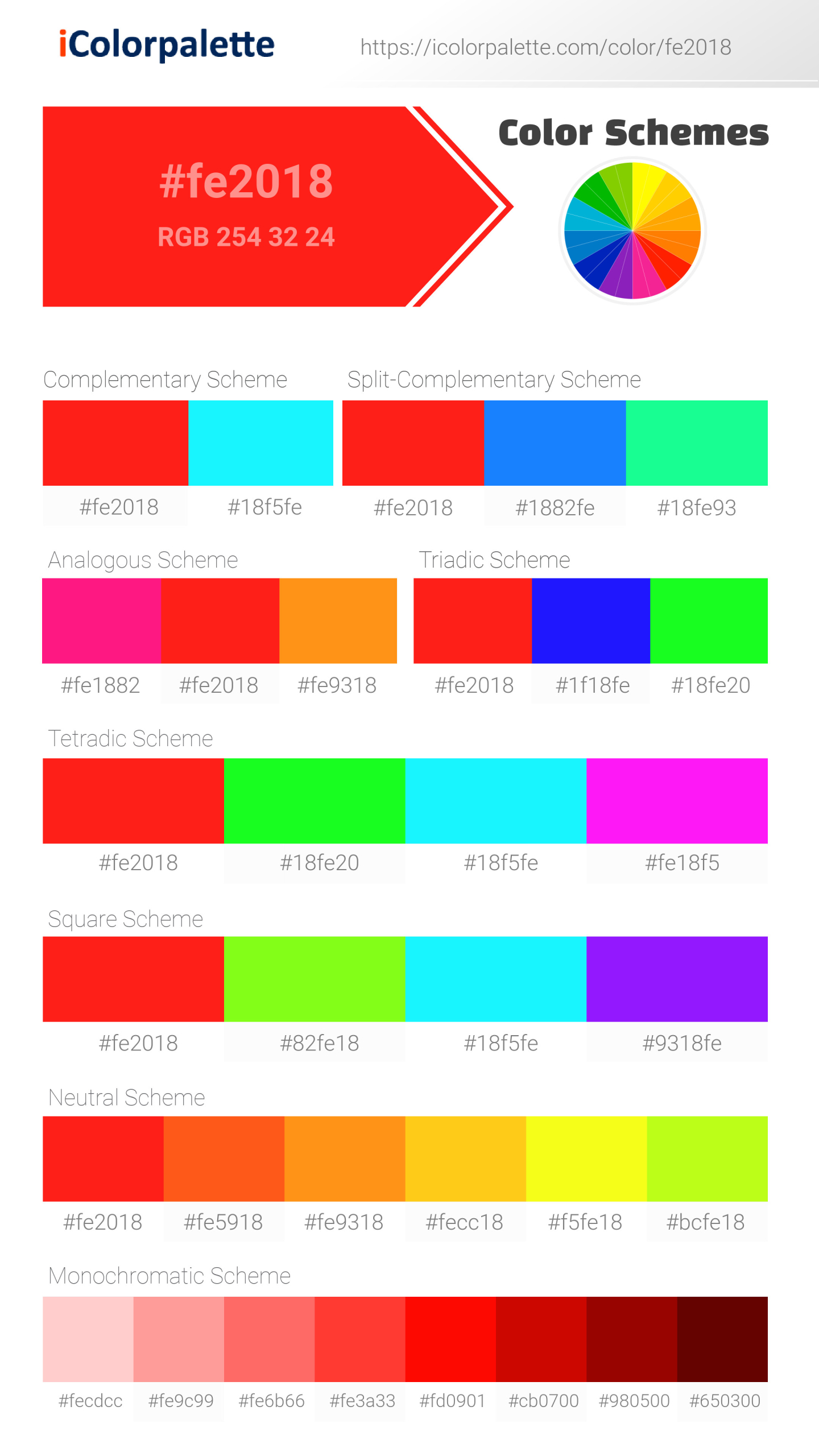 Traffic Red ( similar ) Color | fe2018 information | Hsl | Rgb | Pantone