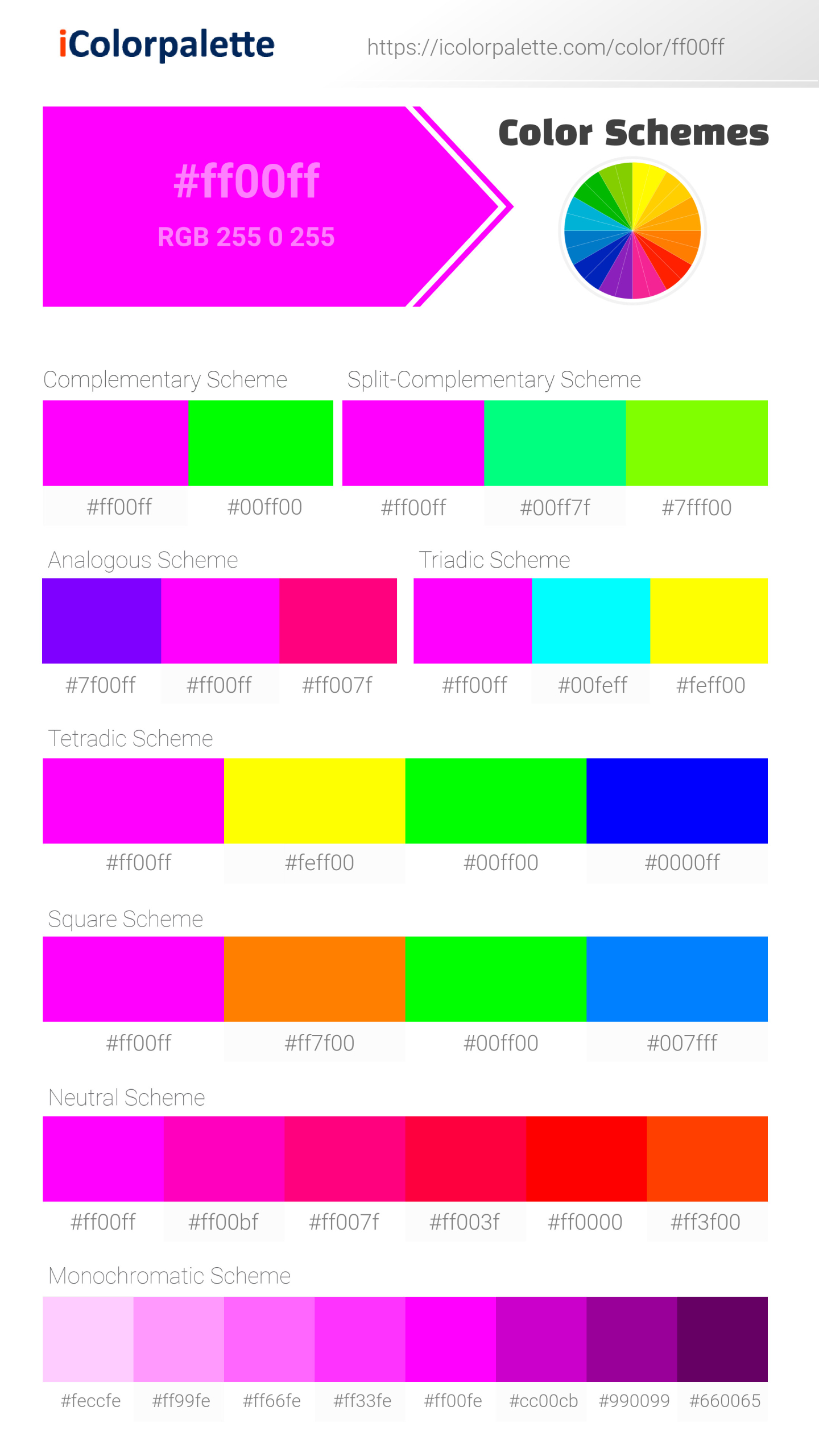 Magenta Color | ff00ff information | Hsl | Rgb | Pantone
