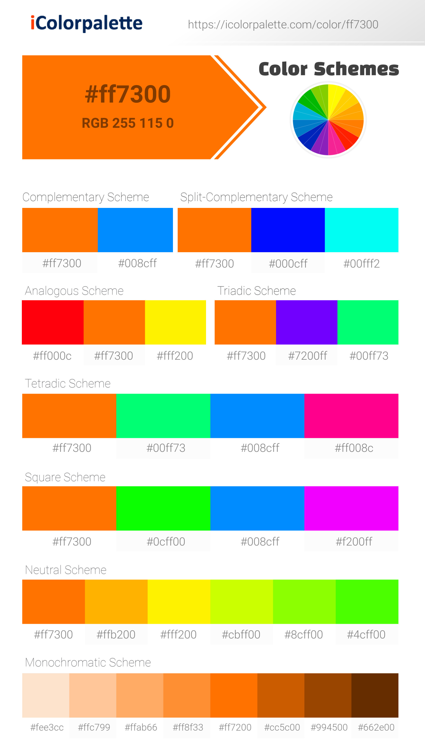 Philippine Orange Color | ff7300 information | Hsl | Rgb | Pantone