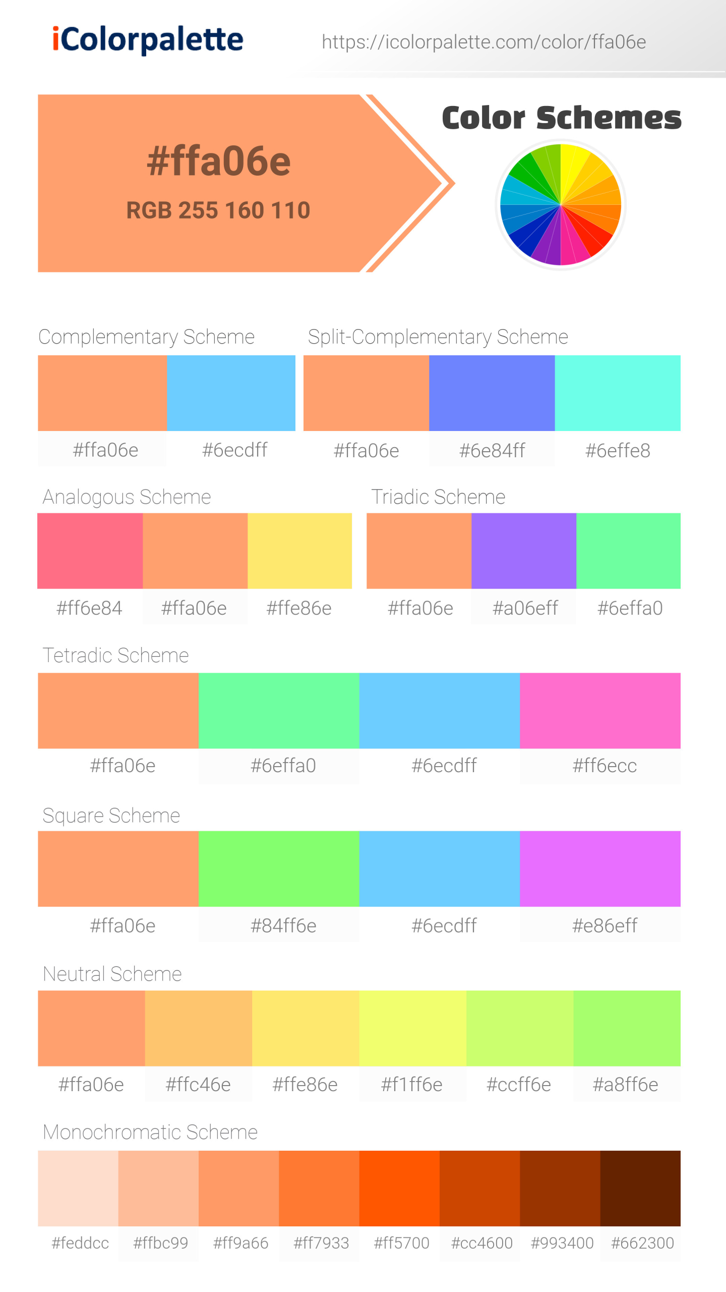 Hex Color #ffa06e | Printing Match PANTONE 7410 U | Color conversion ...