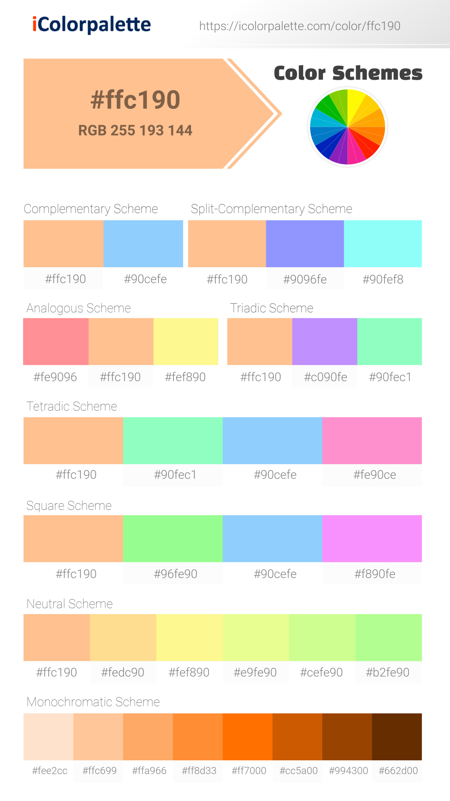 Hex Color #ffc190 | Printing Match PANTONE 713 U | Color conversion ...