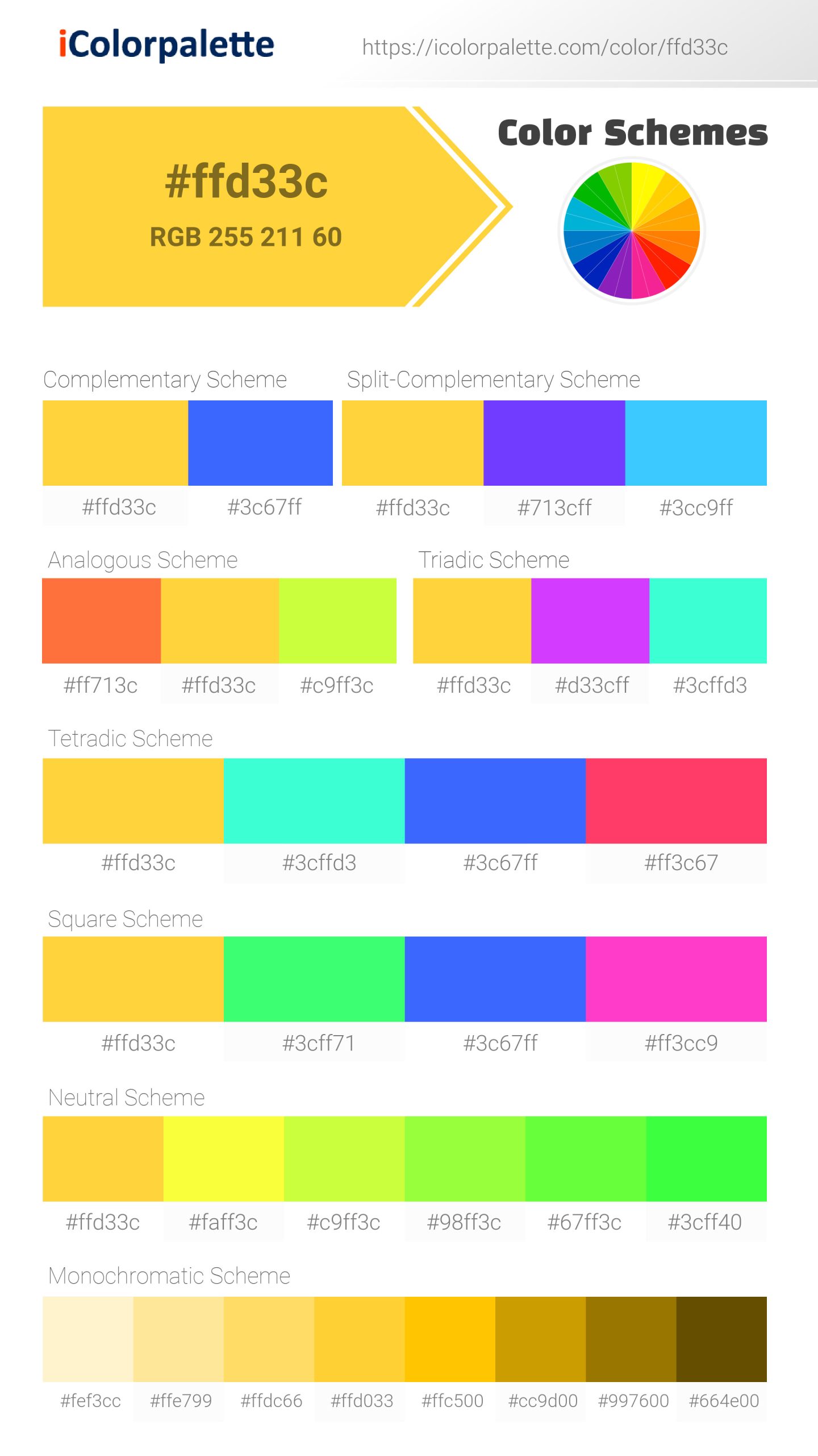 Pantone 810 U Color | Hex color Code #FFD33C information | Hsl | Rgb ...