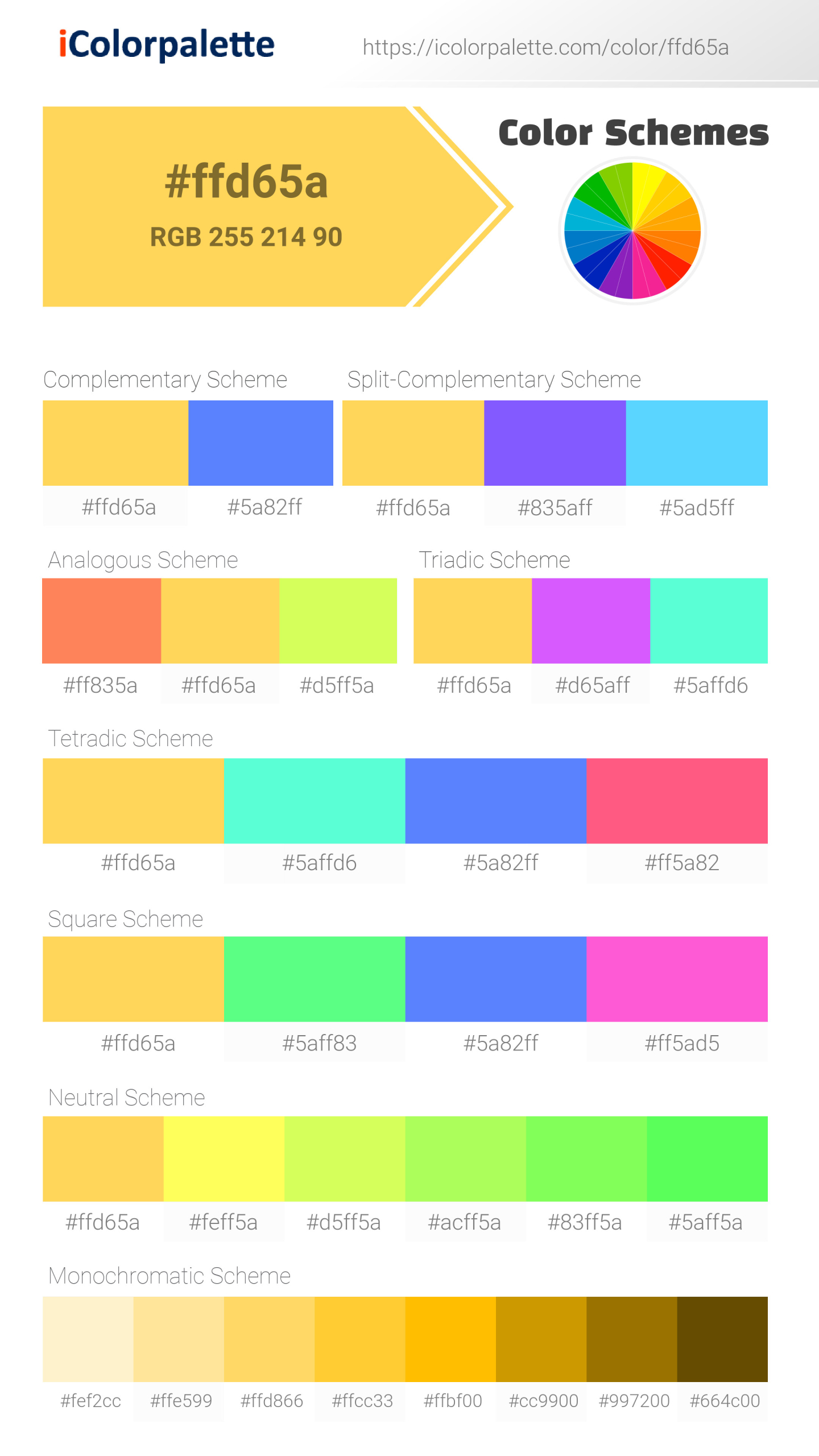 Radler (similar) Color | ffd65a information | Hsl | Rgb | Pantone