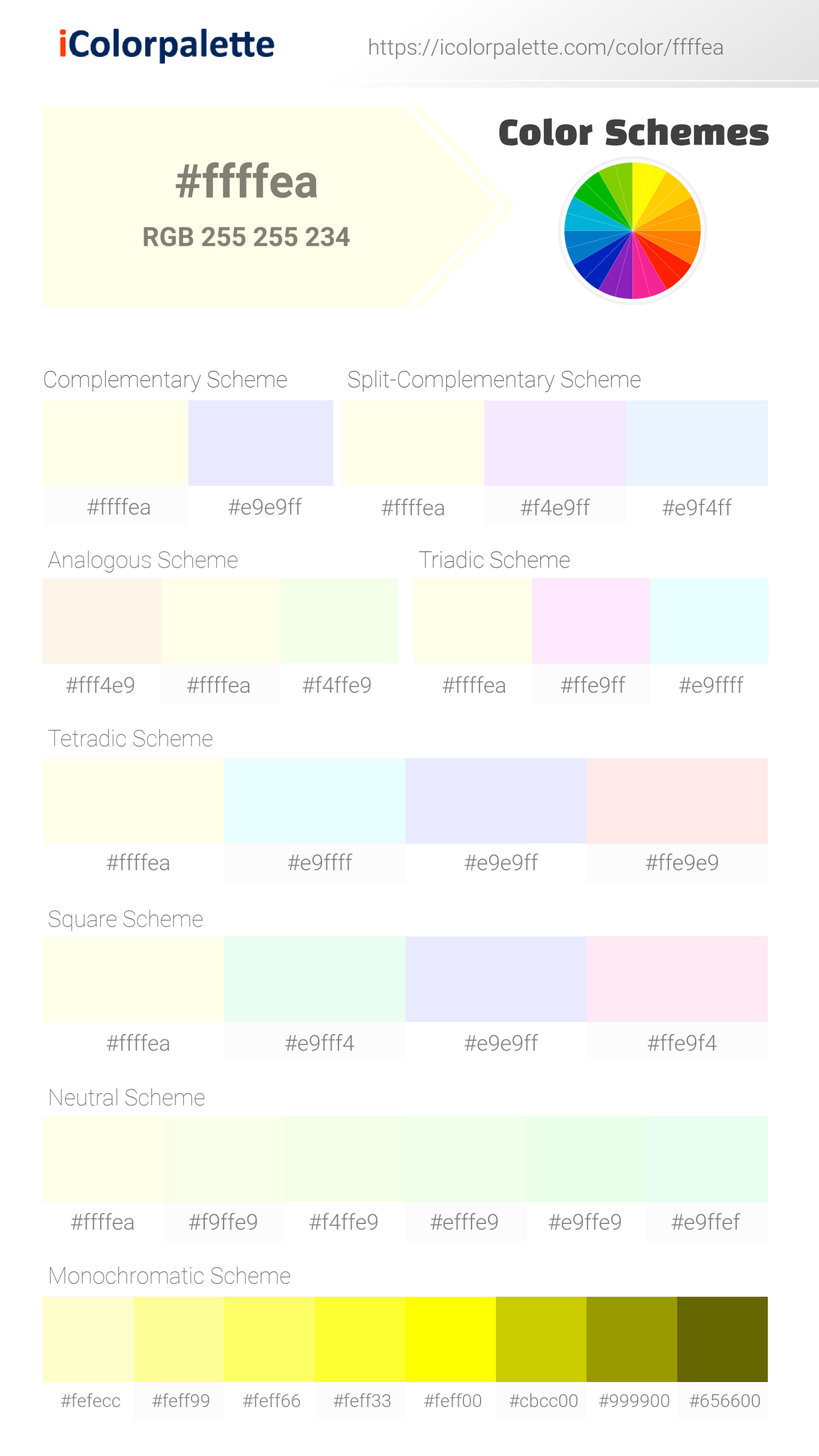 Northern Star Color | ffffea information | Hsl | Rgb | Pantone