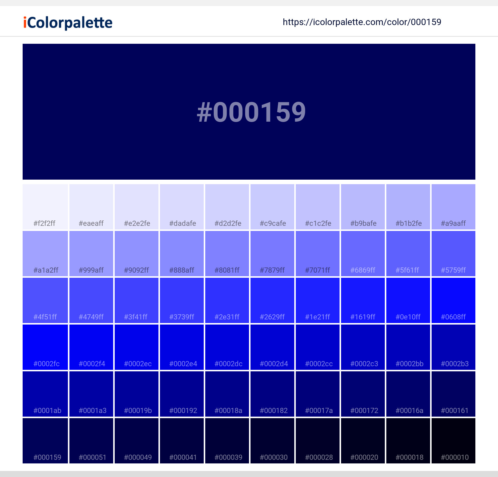 Abyssal Blue (similar) Color | 000159 information | Hsl | Rgb | Pantone