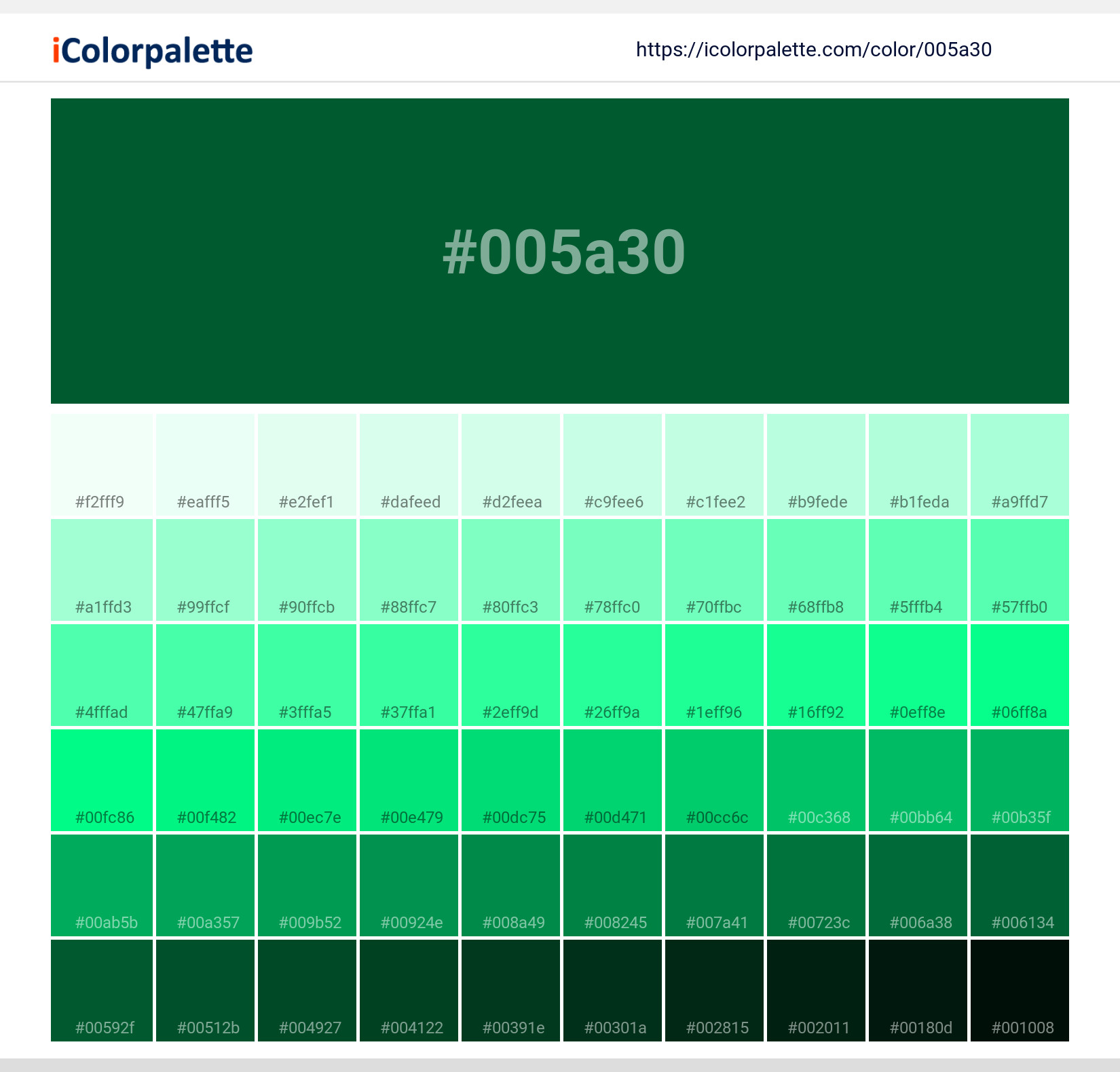 Somber Green (similar) Color | 005a30 information | Hsl | Rgb | Pantone