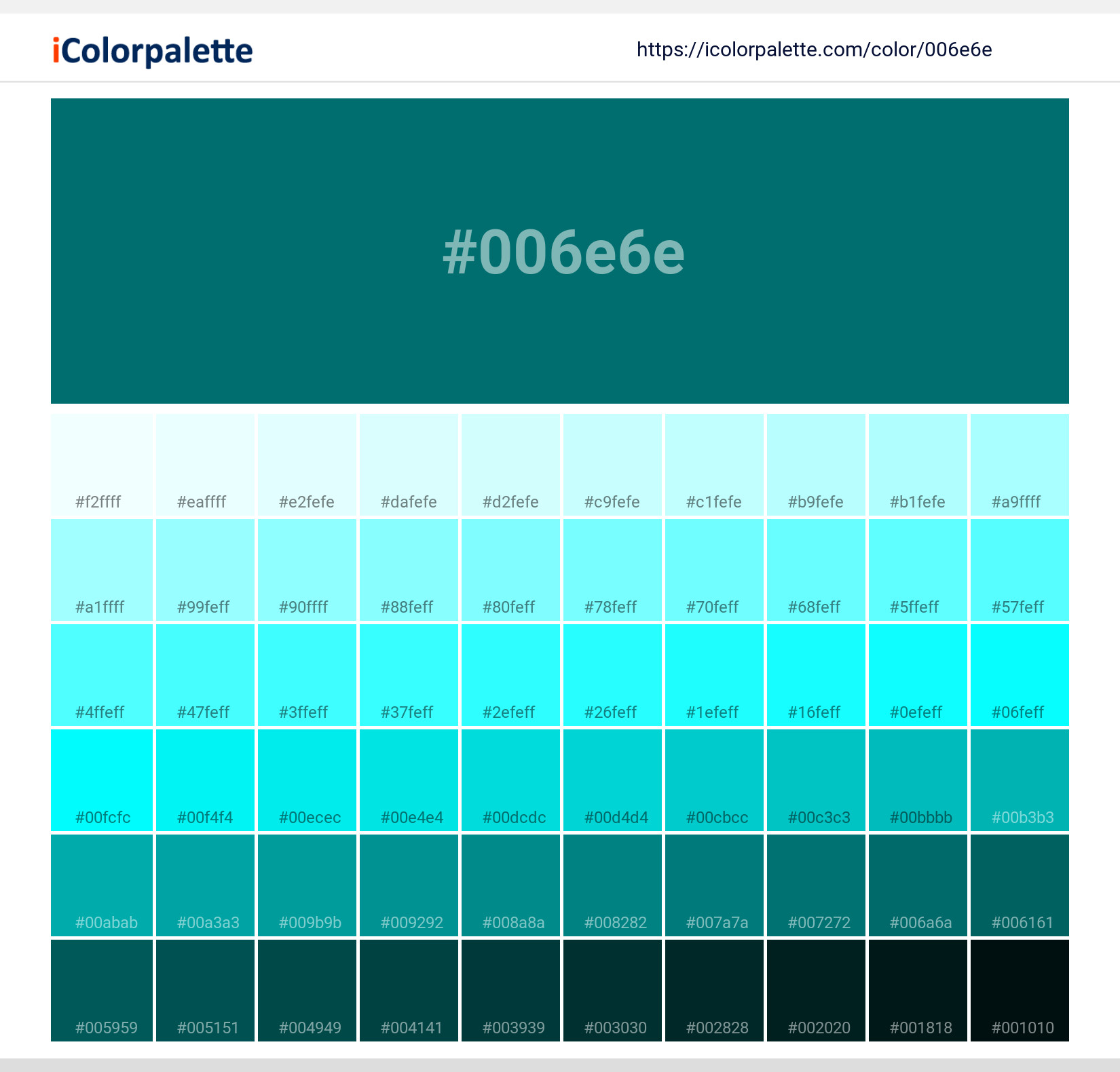 Caribbean Current Color | 006e6e information | Hsl | Rgb | Pantone