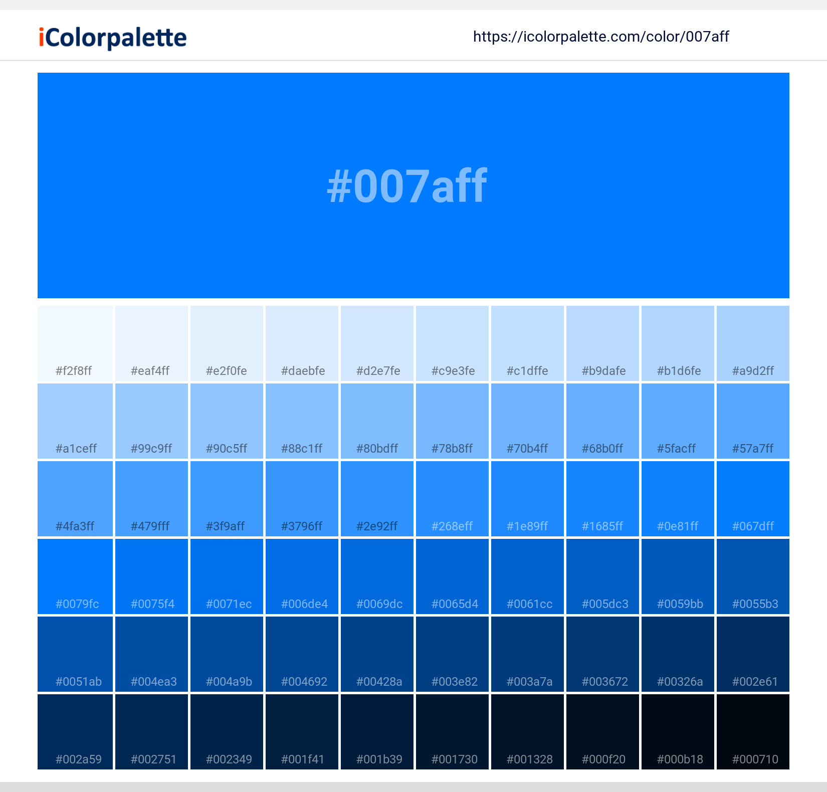 Blue Sparkle (similar) Color | 007aff information | Hsl | Rgb | Pantone