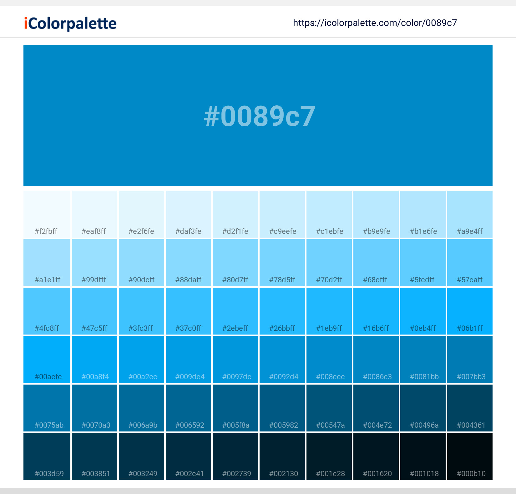 Azul Caribe (similar) Color | 0089c7 information | Hsl | Rgb | Pantone