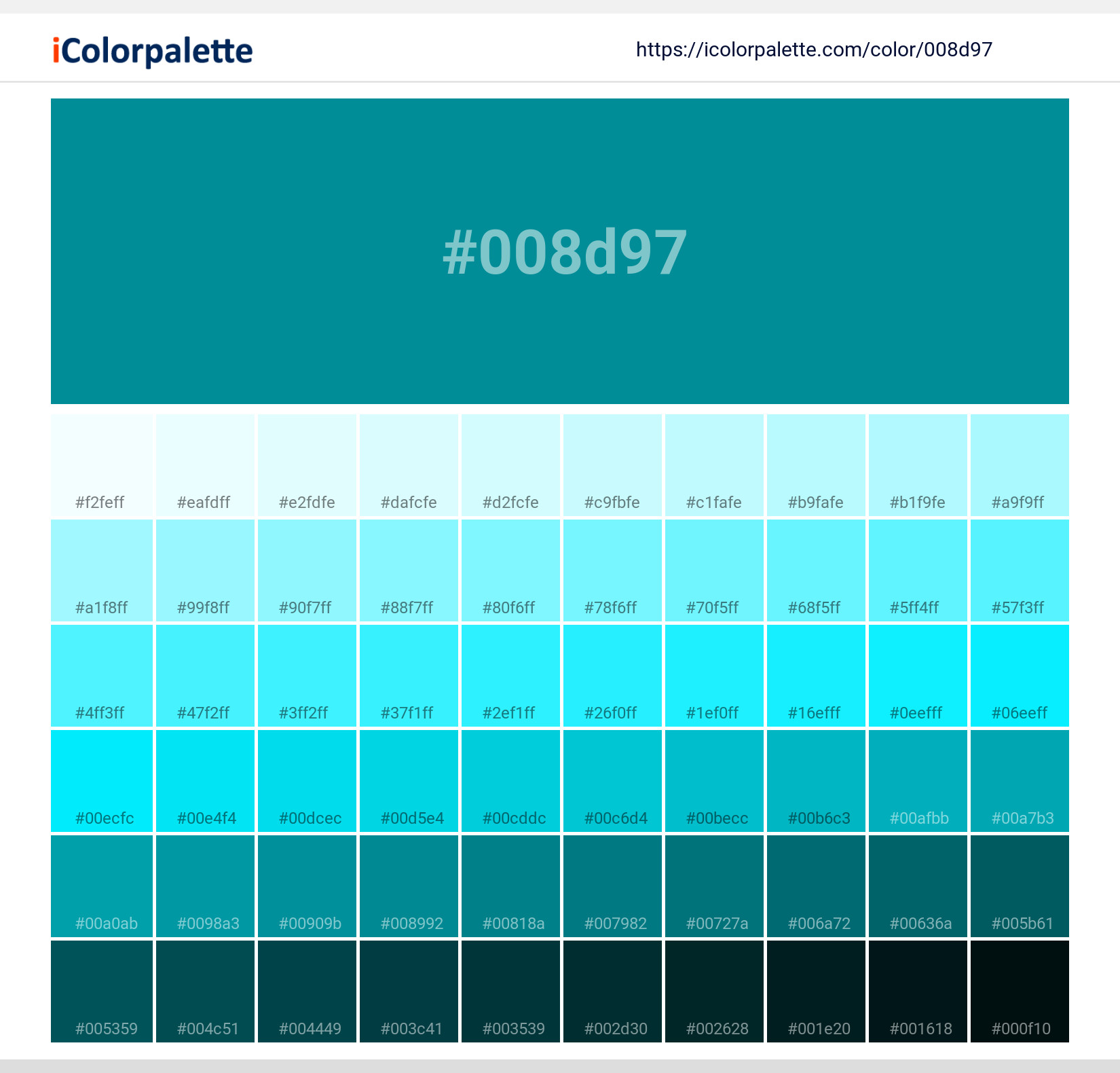 Hex Color #008d97 information | Hsl | Rgb | Pantone
