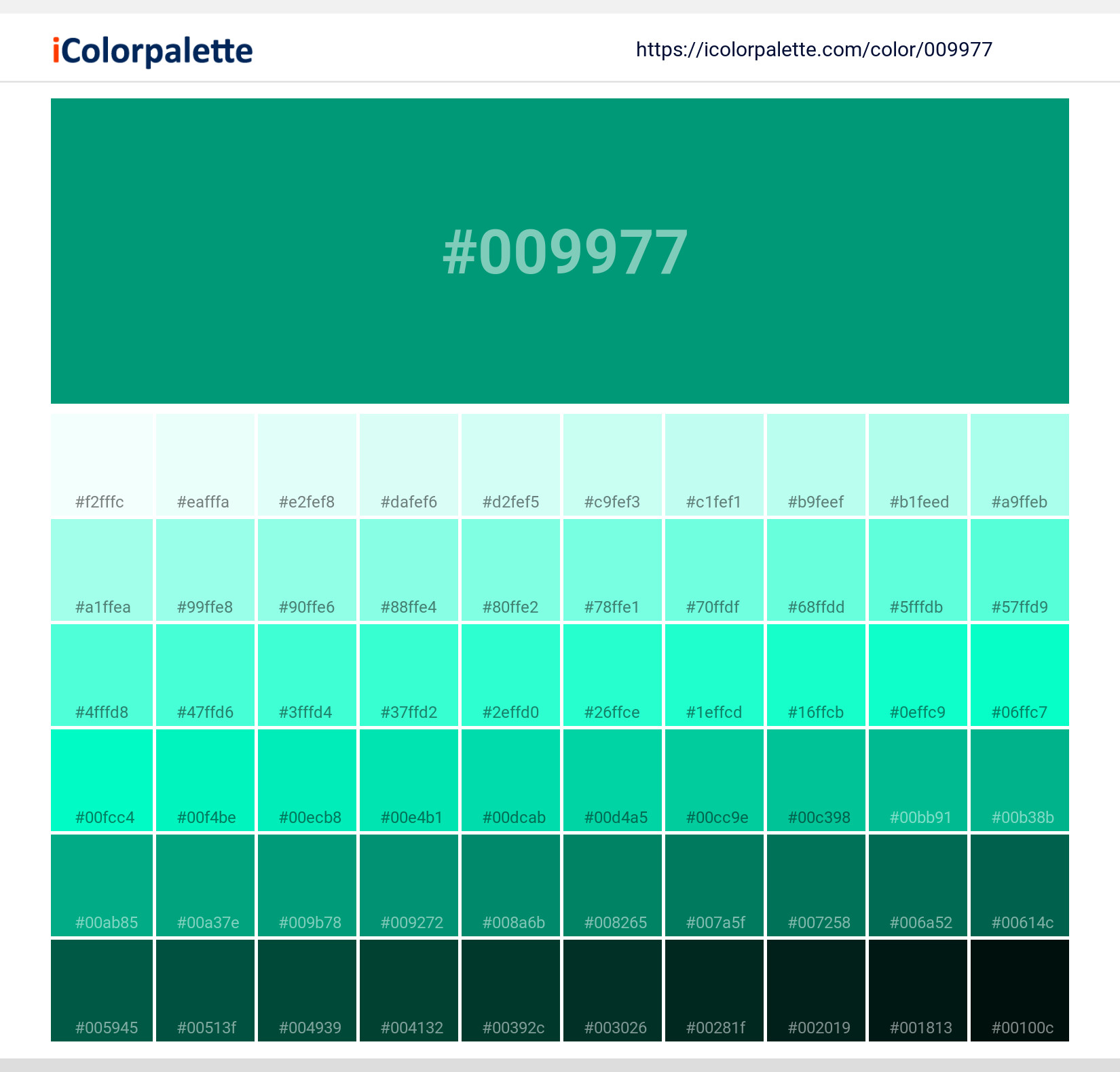 Cadaverous Color | 009977 information | Hsl | Rgb | Pantone