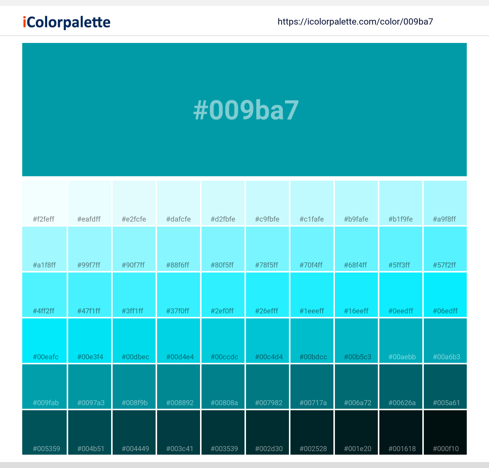 Pantone 2229 Cp Color | Hex color Code #009BA7 information | Hsl | Rgb ...
