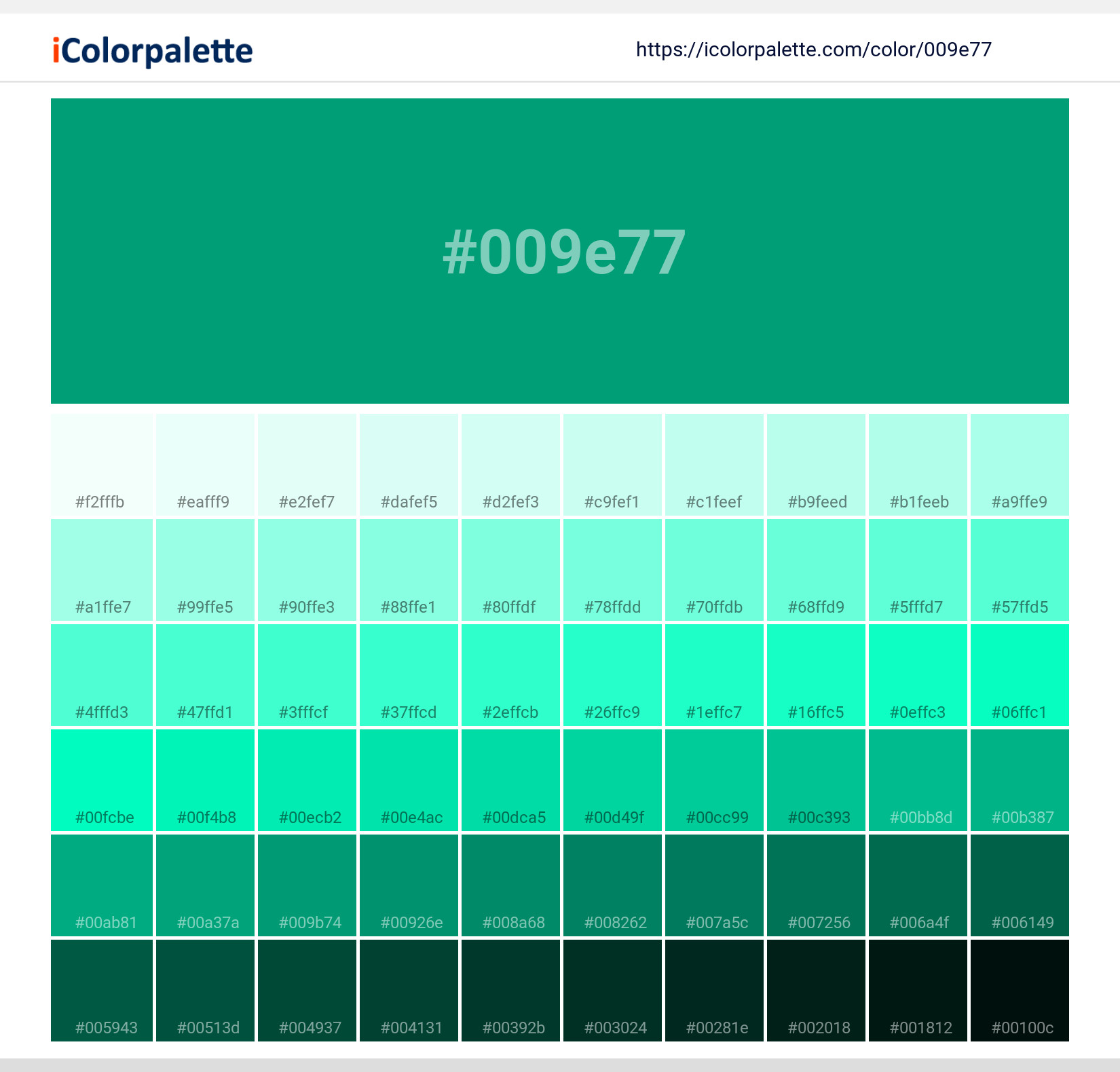 Hex Color #009e77 | Pantone PANTONE 340 U | Hsl | Rgb