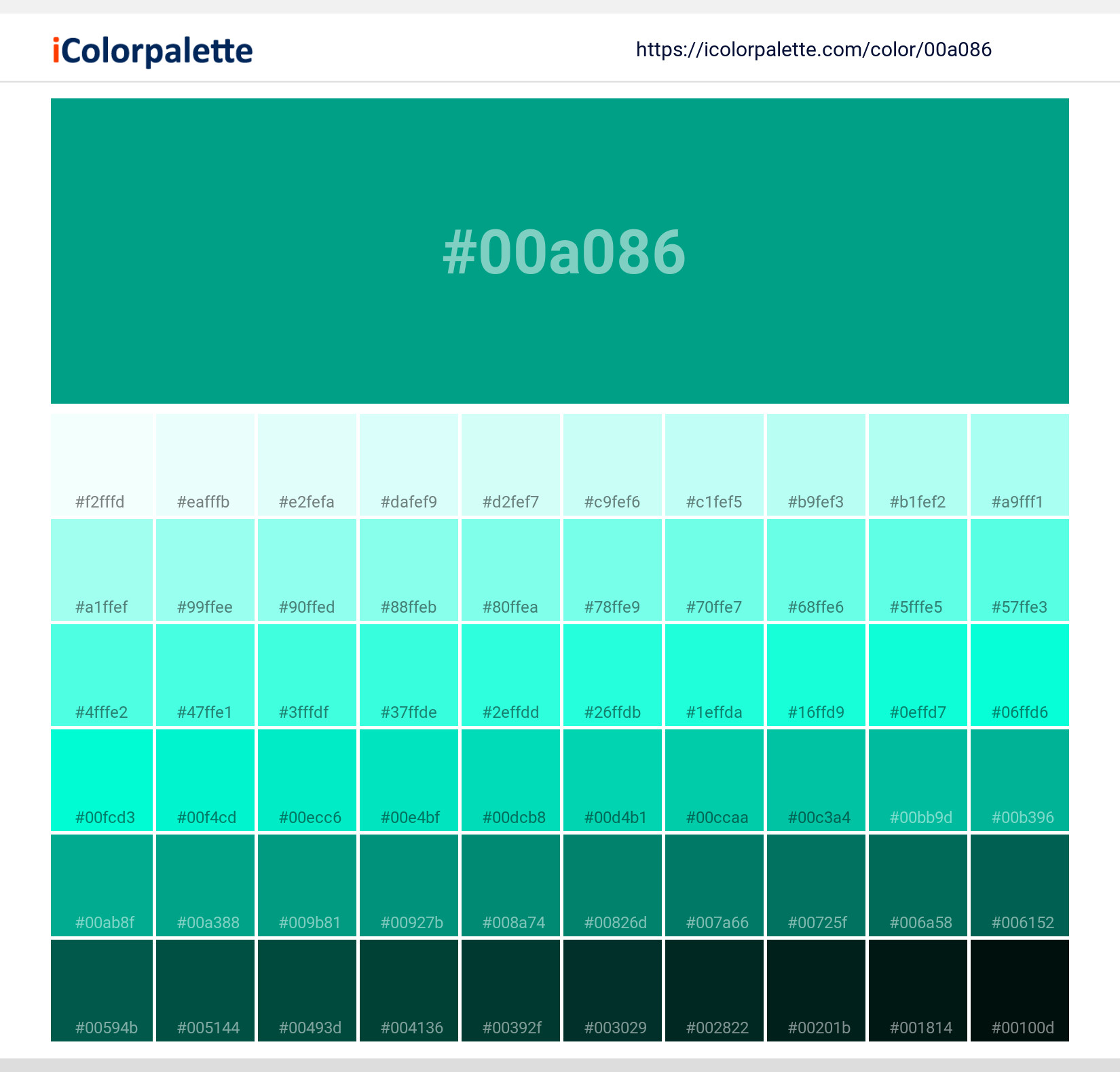 Pantone 16-5421 Tpx Sea Green Color | Hex color Code #00A086 ...