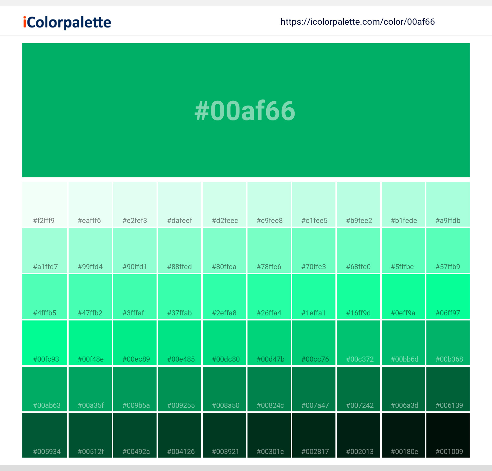 Hex Color #00af66 information | Hsl | Rgb | Pantone