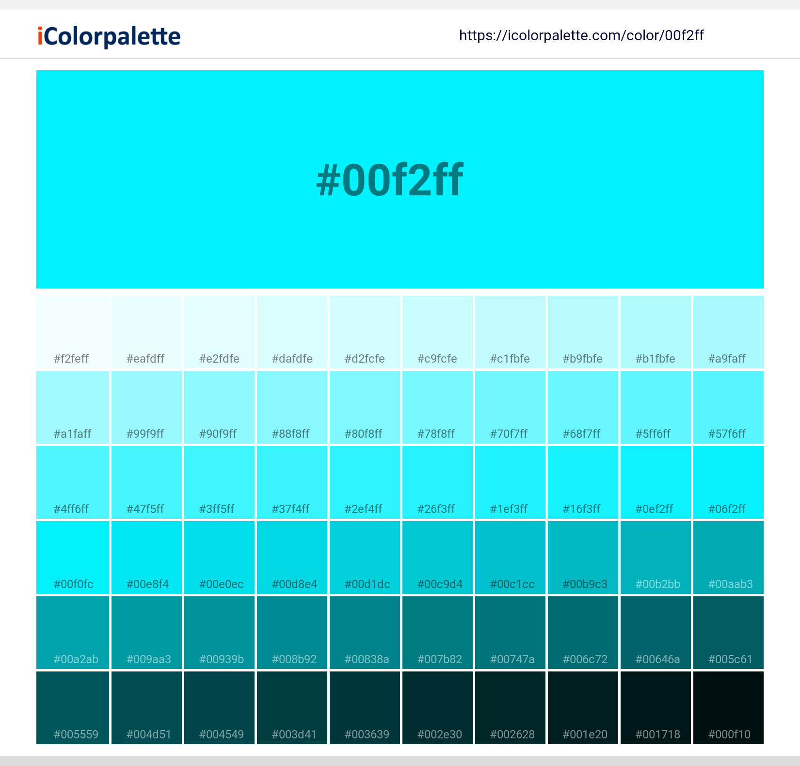 Brain Freeze (similar) Color | 00f2ff information | Hsl | Rgb | Pantone