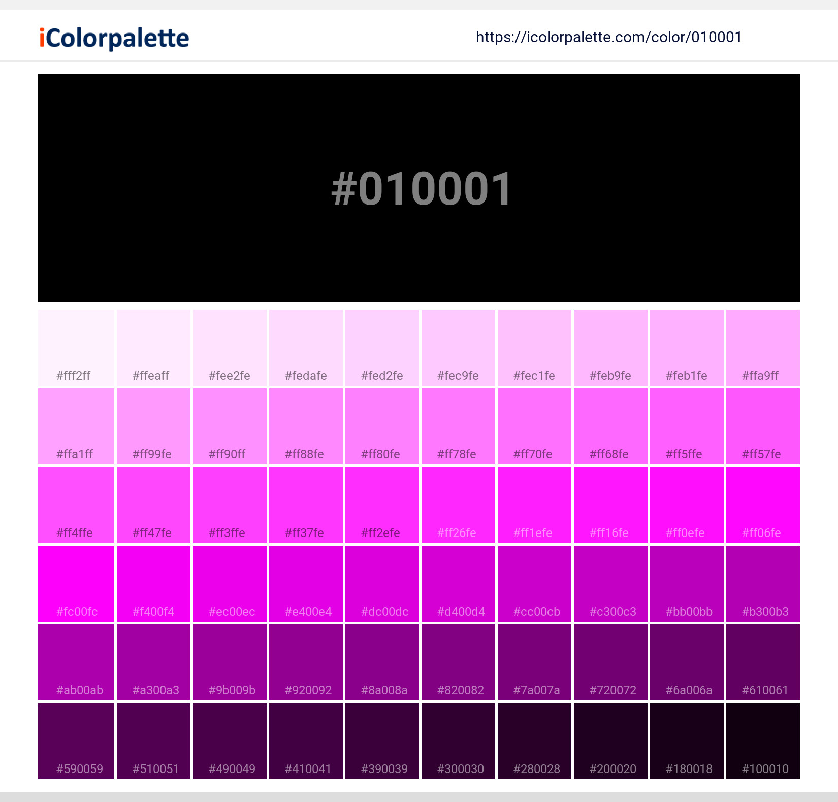 Glossy Black (similar) Color | 010001 information | Hsl | Rgb | Pantone