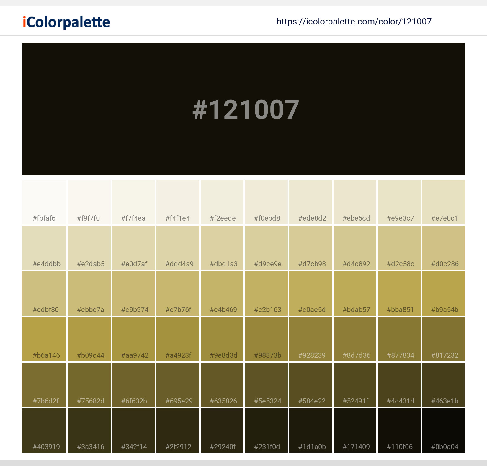 Burnt Coffee ( similar ) Color | 121007 information | Hsl | Rgb | Pantone