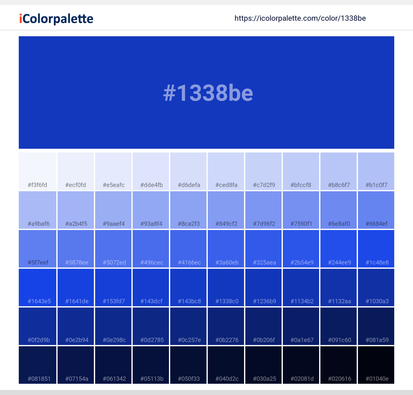 Mourning Blue (similar) Color | 1338be information | Hsl | Rgb | Pantone