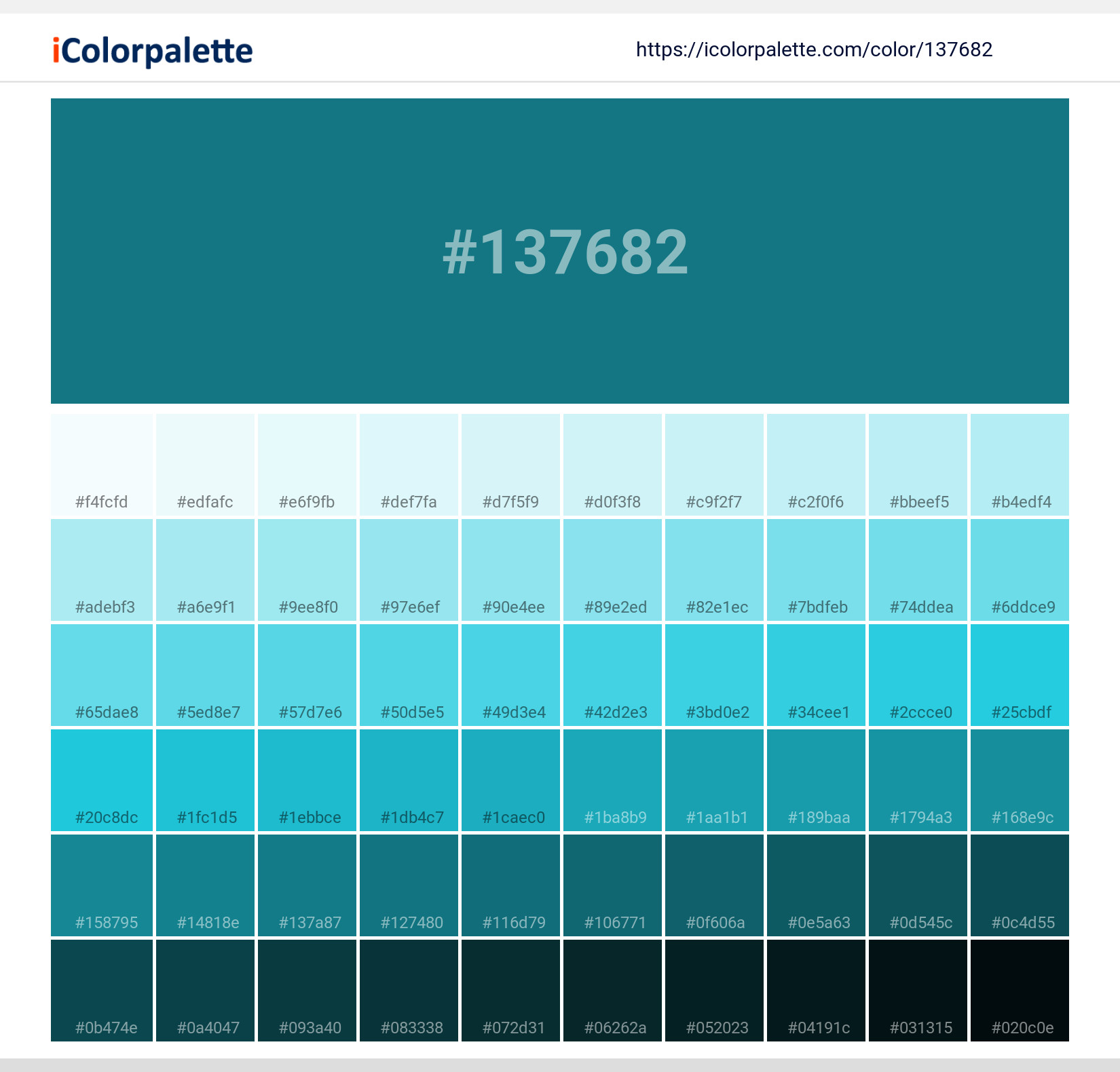 Pantone P 123-14 C Color | Hex color Code #137682 information | Hsl ...