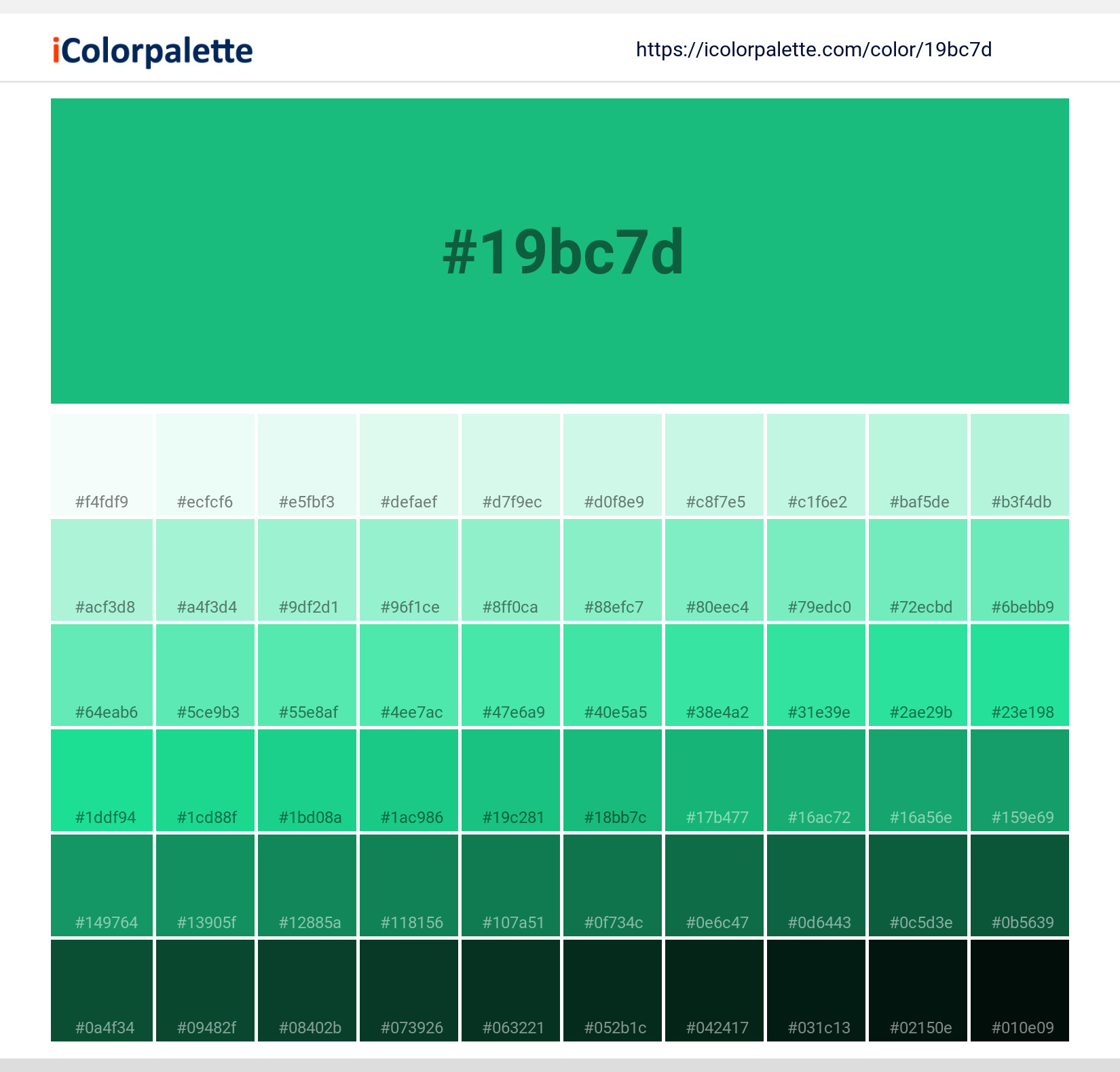 Dark Mountain Meadow (similar) Color | 19bc7d information | Hsl | Rgb ...