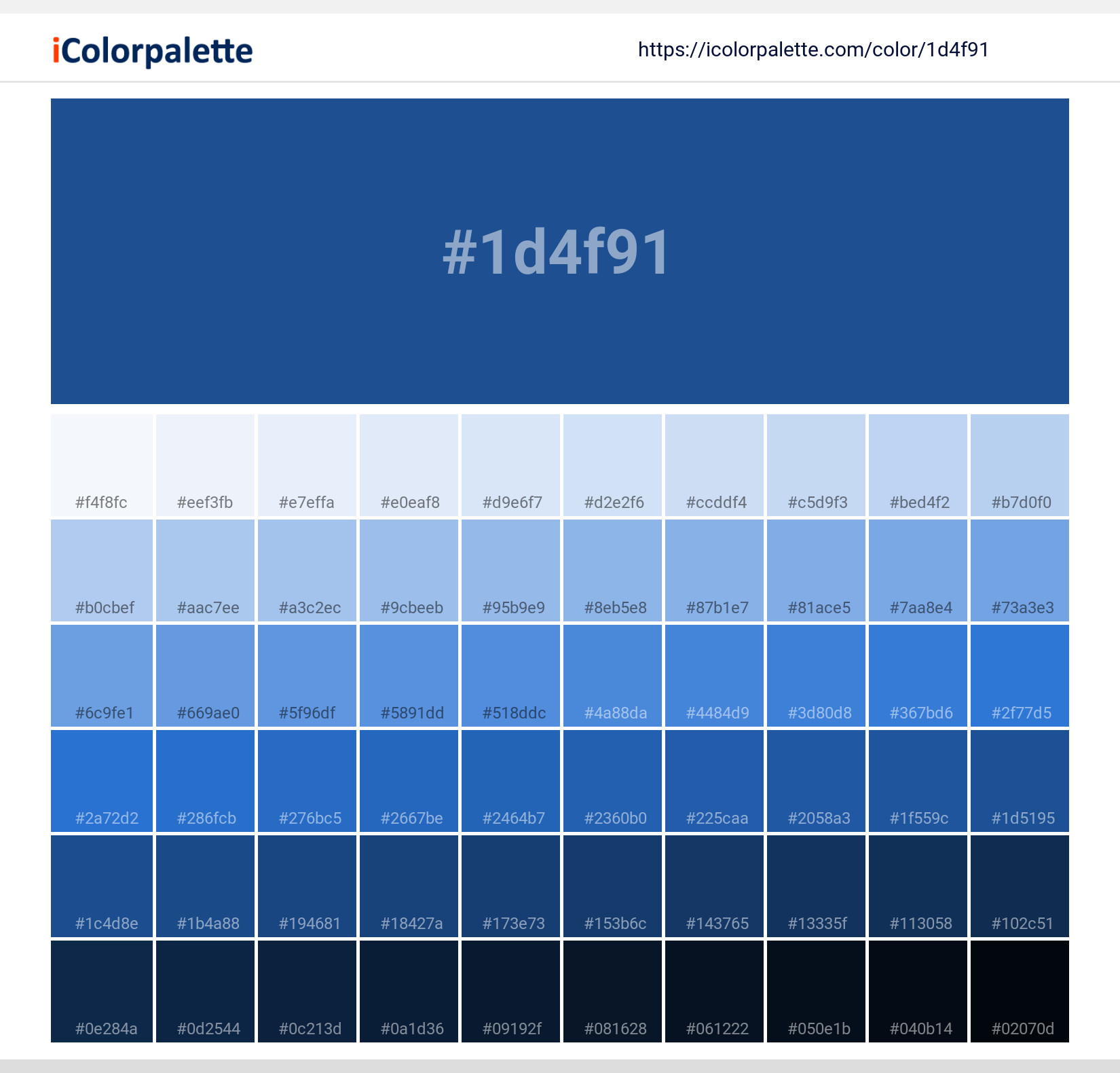 Pantone 7686 C Color | Hex color Code #1D4F91 information | Hsl | Rgb ...