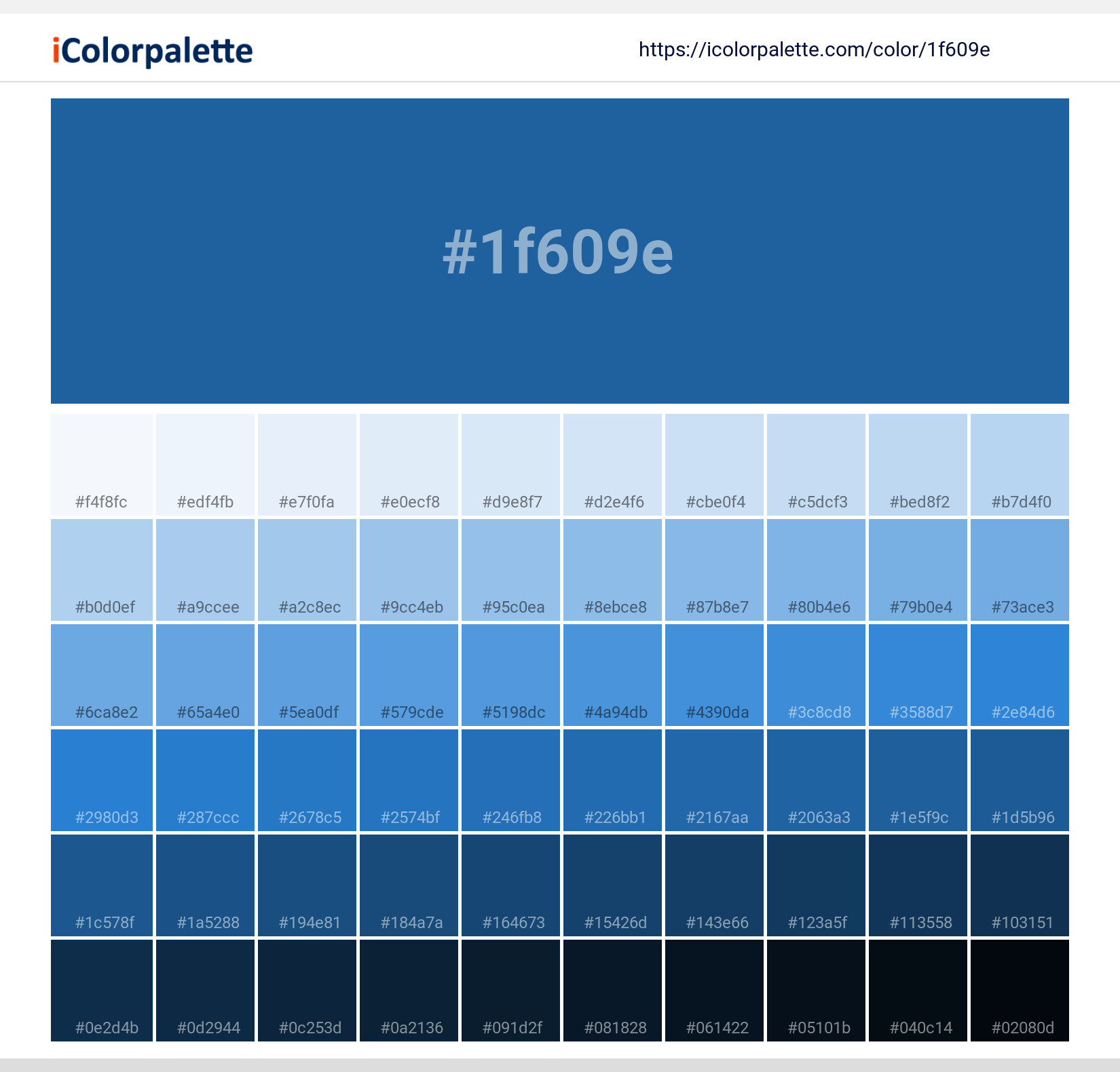 Hex Color #1f609e | Pantone PANTONE 19-4151 TPG | Hsl | Rgb