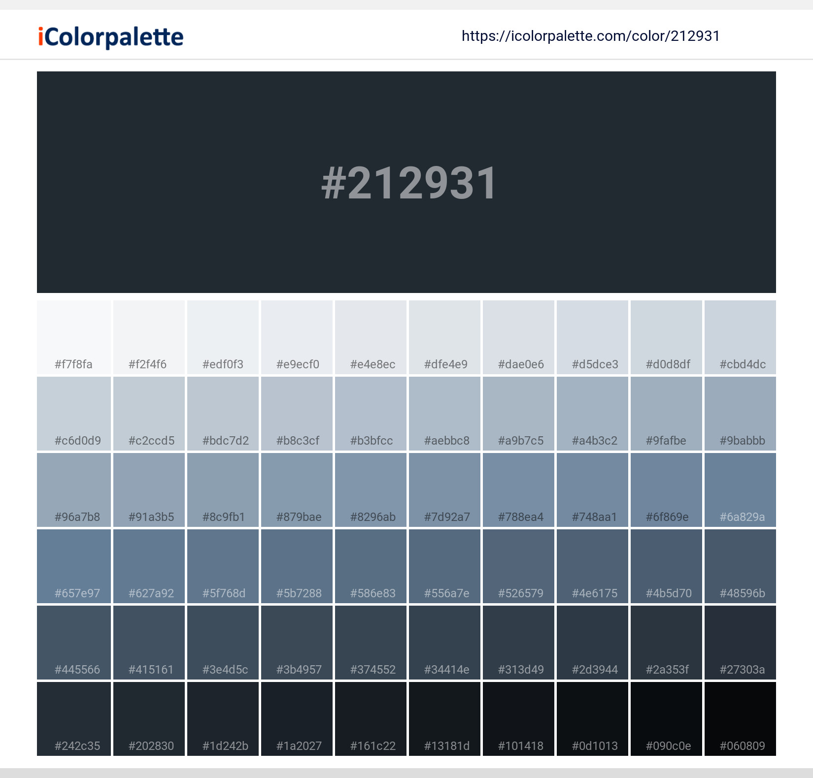 Infinity (similar) Color | 212931 information | Hsl | Rgb | Pantone