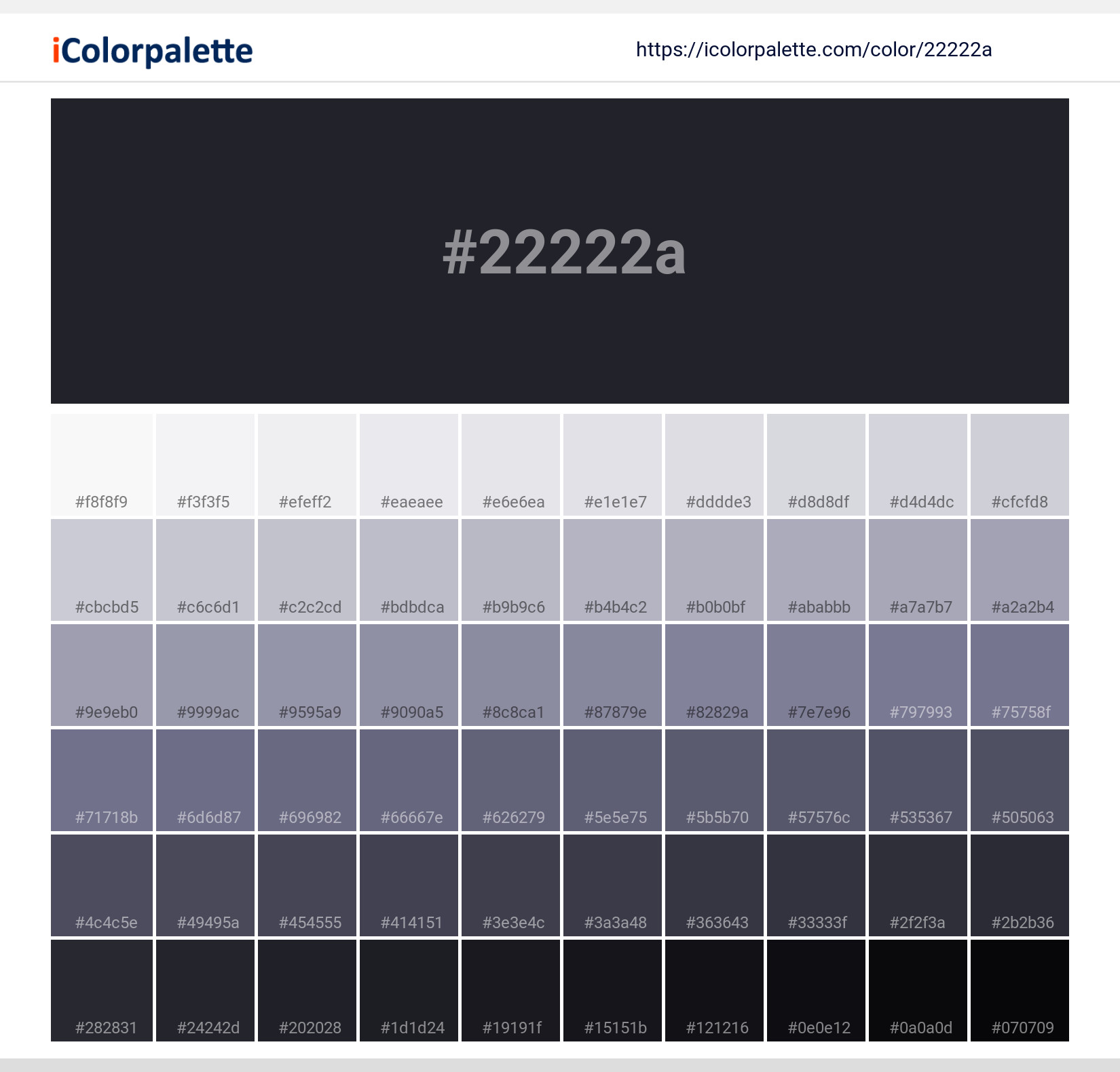 Closed Shutter ( similar ) Color | 22222a information | Hsl | Rgb | Pantone