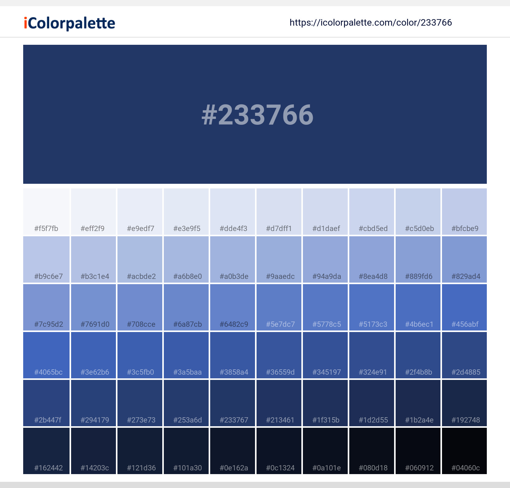 Sodalite Blue ( similar ) Color | 233766 information | Hsl | Rgb | Pantone