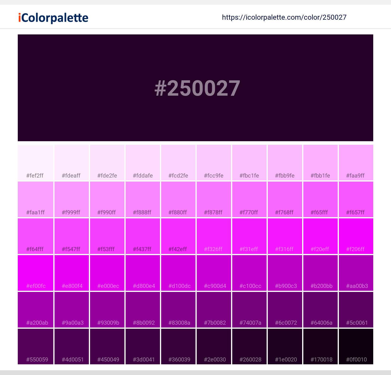 Poisonous Purple (similar) Color | 250027 information | Hsl | Rgb | Pantone