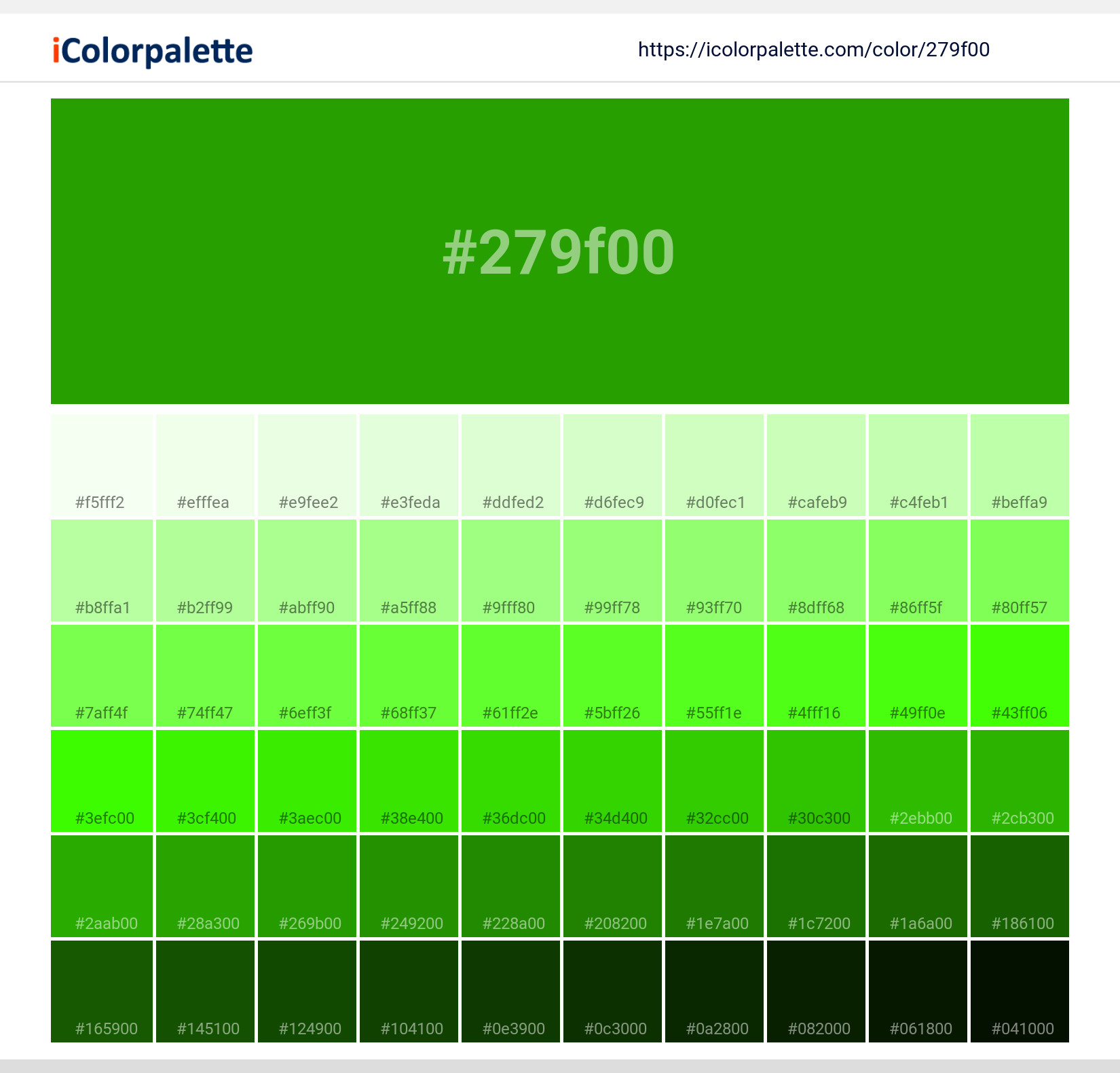 Hex Color #279f00 | Printing Match PANTONE 2424 C | Color conversion ...