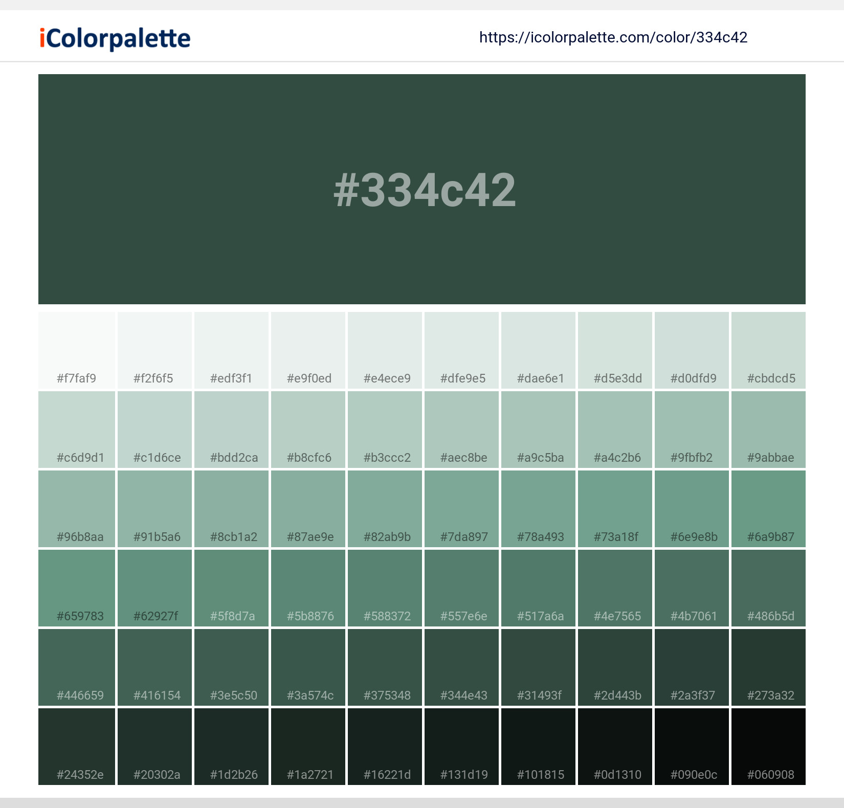 Pine Needle (similar) Color | 334c42 information | Hsl | Rgb | Pantone