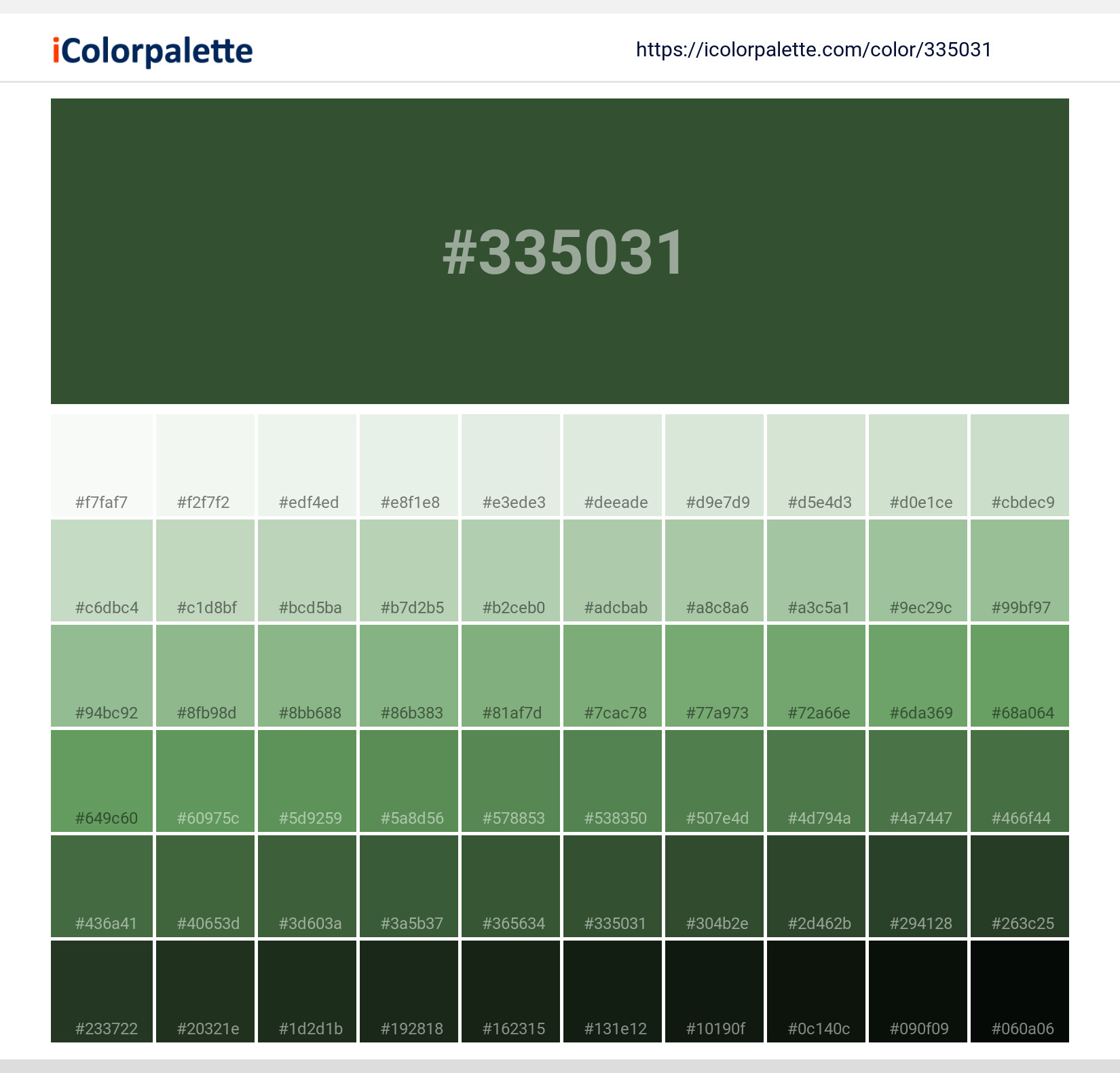 Nettle Green (similar) Color | 335031 information | Hsl | Rgb | Pantone