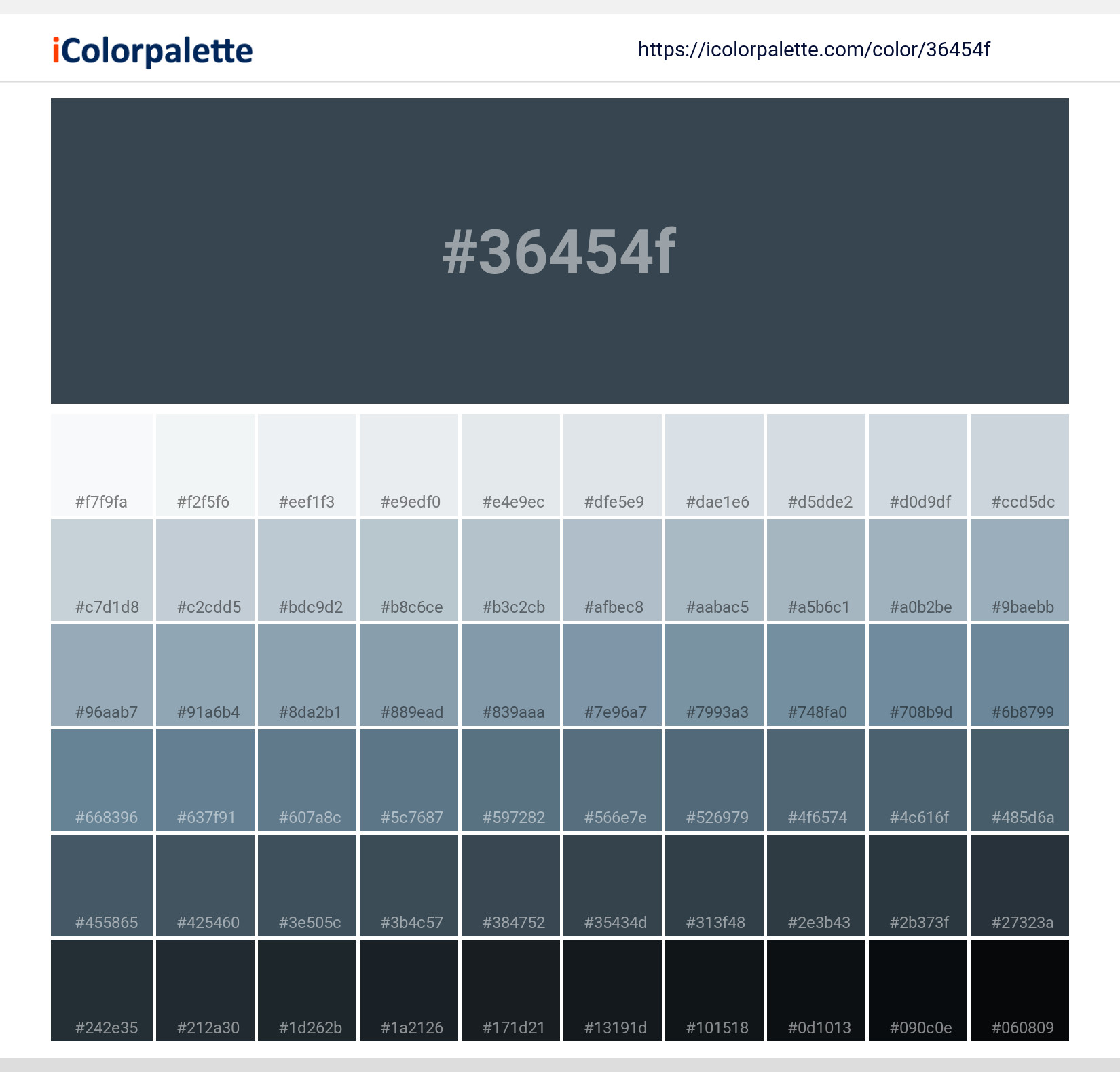 Gale Force (similar) Color | 36454f information | Hsl | Rgb | Pantone