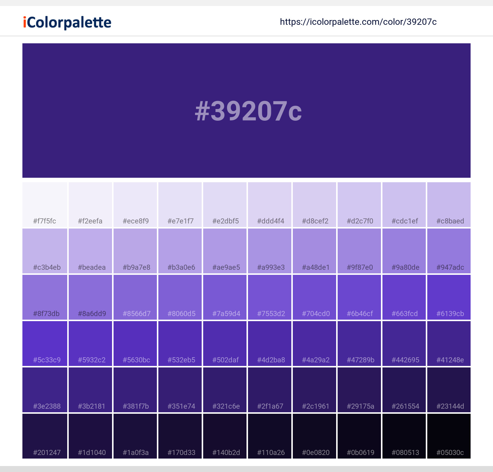 Pantone 2105 C Color | Hex color Code #39207C information | Hsl | Rgb ...