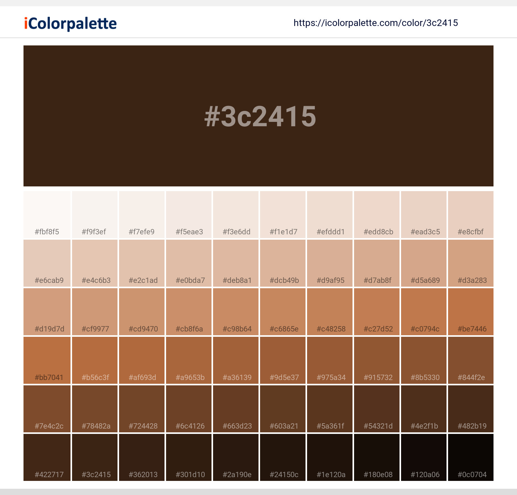 Black Slug (similar) Color | 3c2415 | Color conversion CMYK | Hsl | Rgb ...