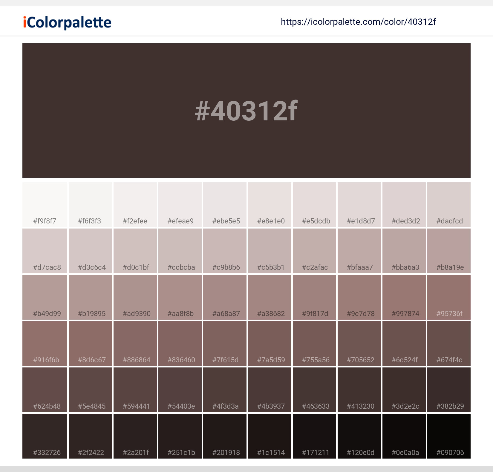 Pantone 19-0915 Tcx Coffee Bean Color | Hex color Code #40312f ...
